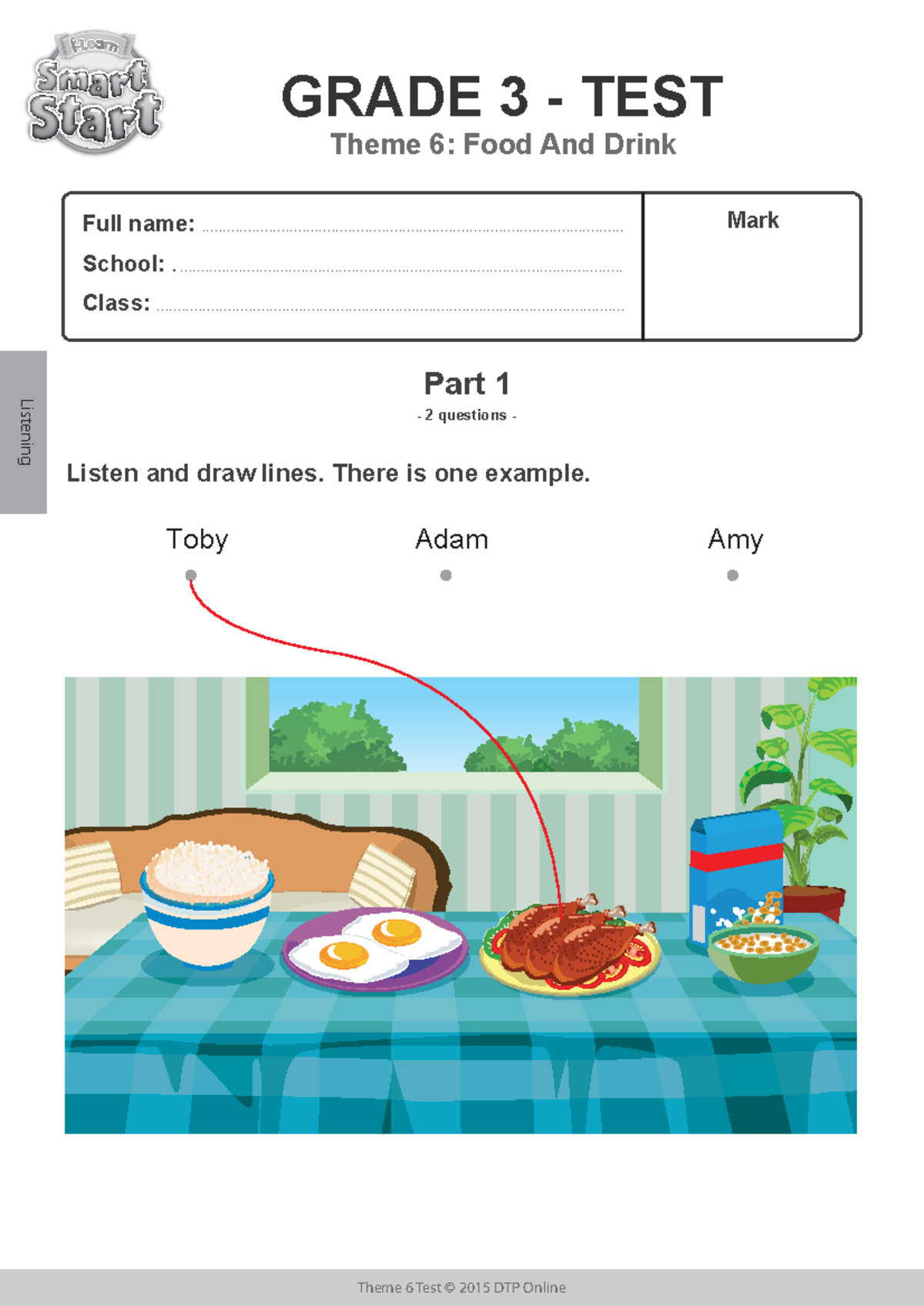 Grade 3 Listening Test: I-Learn Smart Start Theme 6 - Food & Drink ...