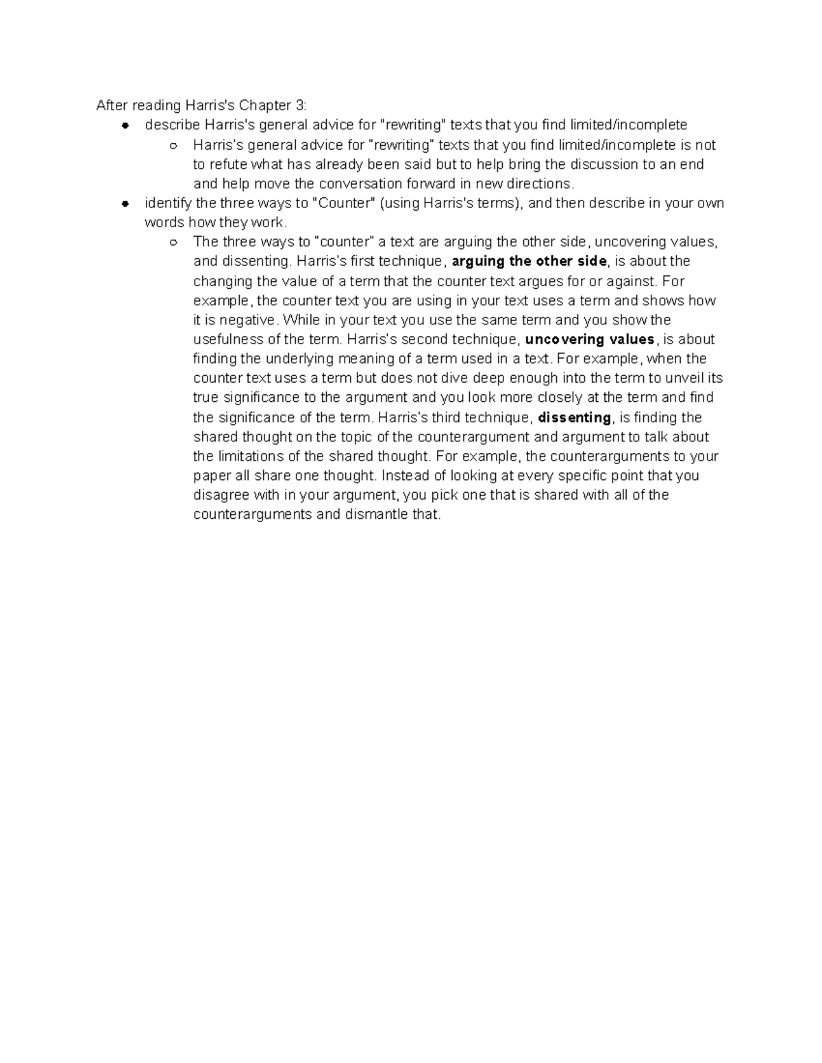 ENG101: Exercise 15 - Harris's Strategies for Rewriting and Countering ...