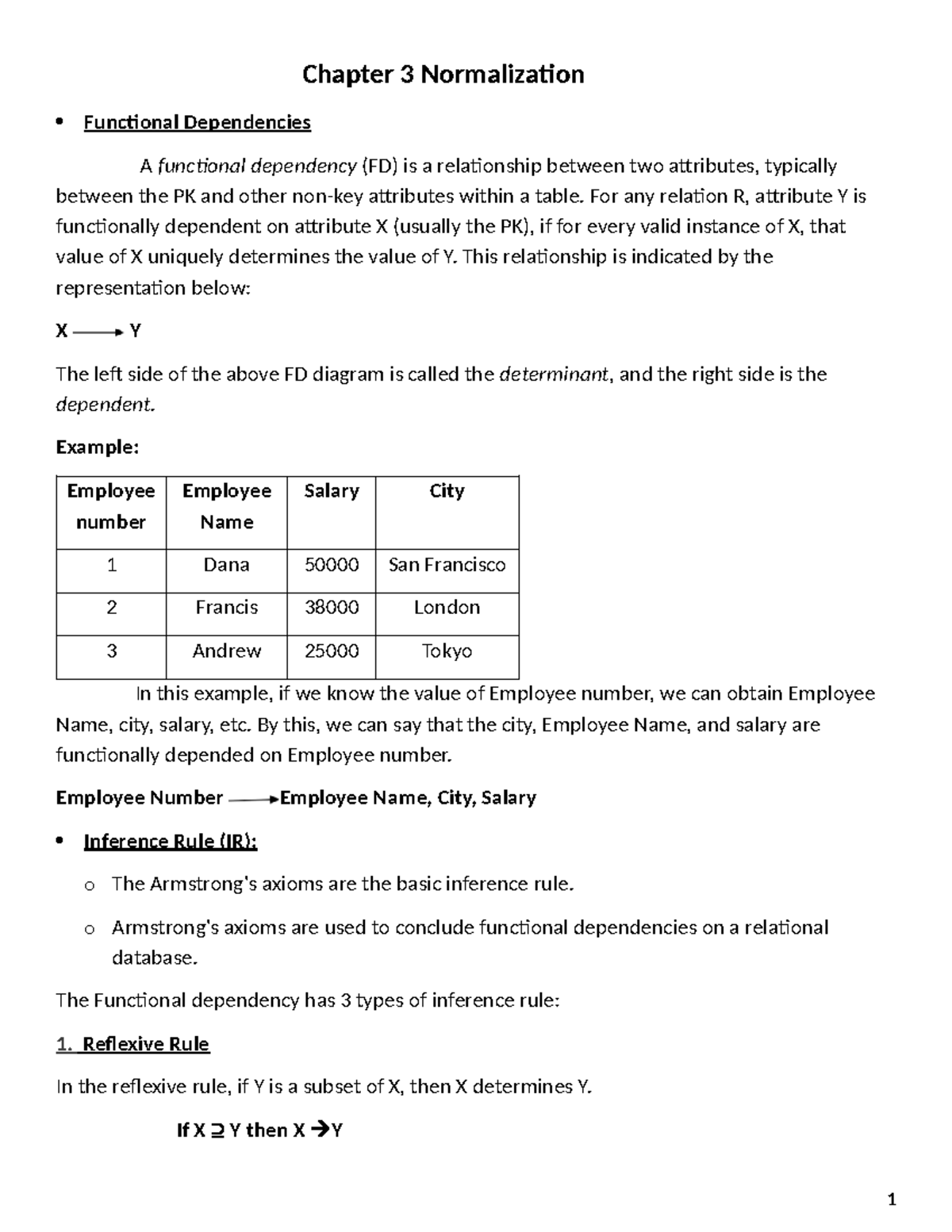DBMS Module 3: Chapter 3 - Normalization & Functional Dependencies - Studocu