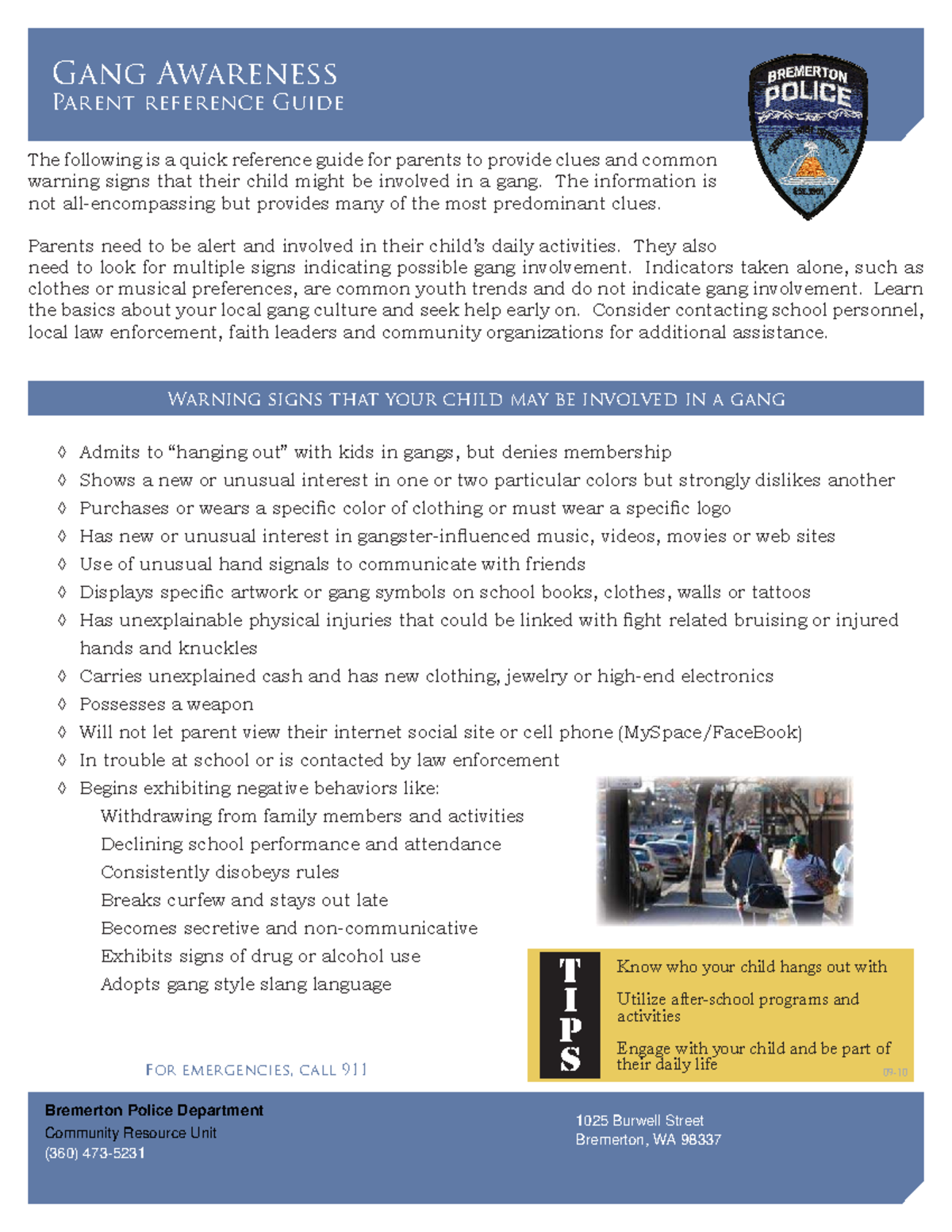Gang Awareness: Parent Reference Guide for Signs of Involvement - Studocu