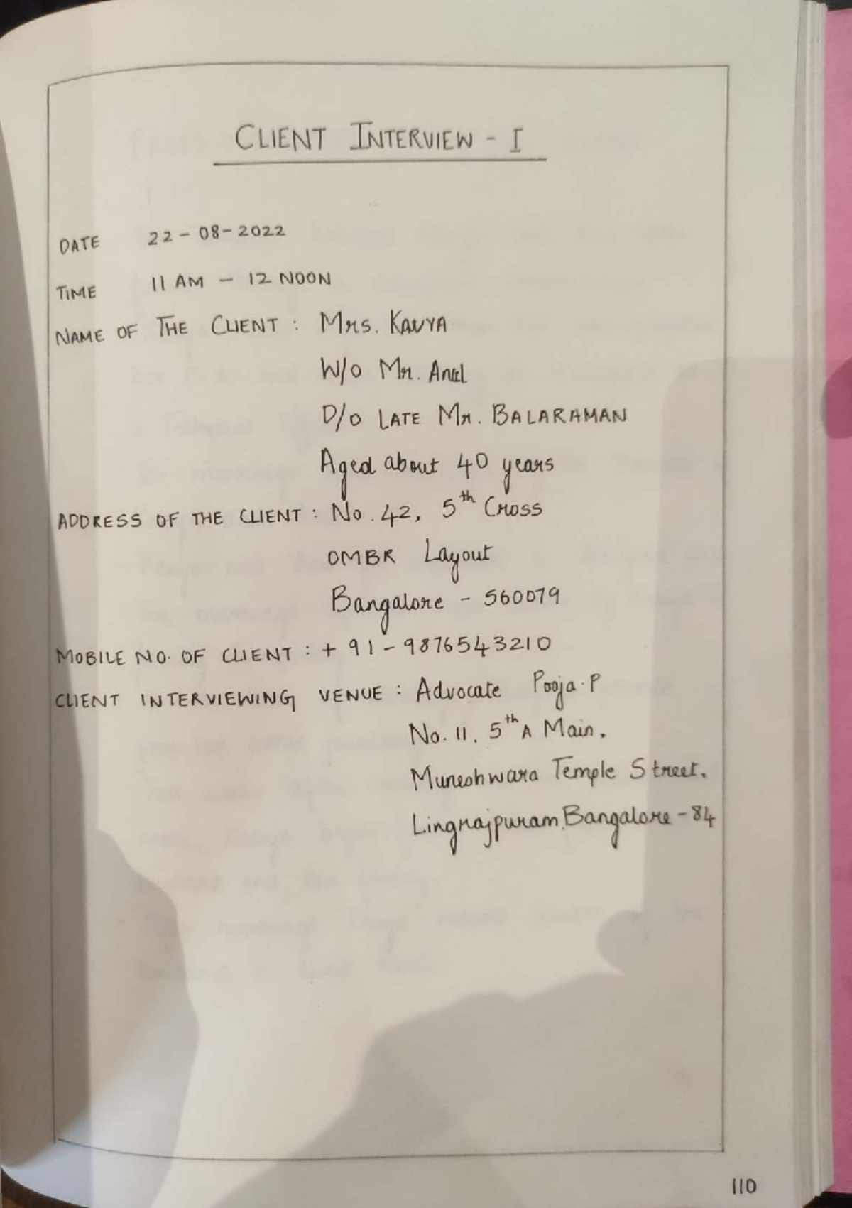 CLIENT INTERVIEW: Divorce Case of Mrs. Kavya - Key Facts & Demands ...