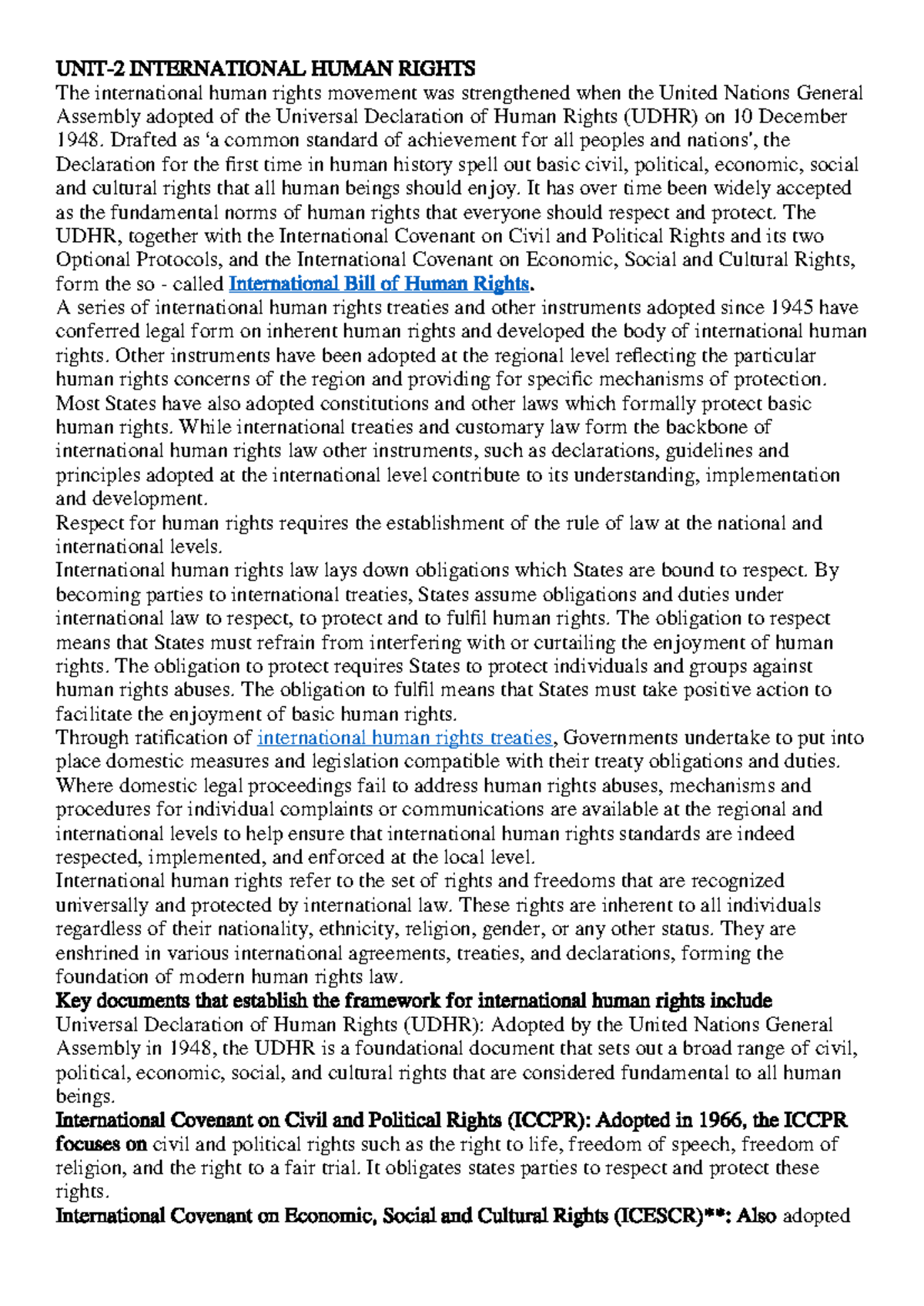 Human Rights Unit 2: Understanding the Universal Declaration and Its ...