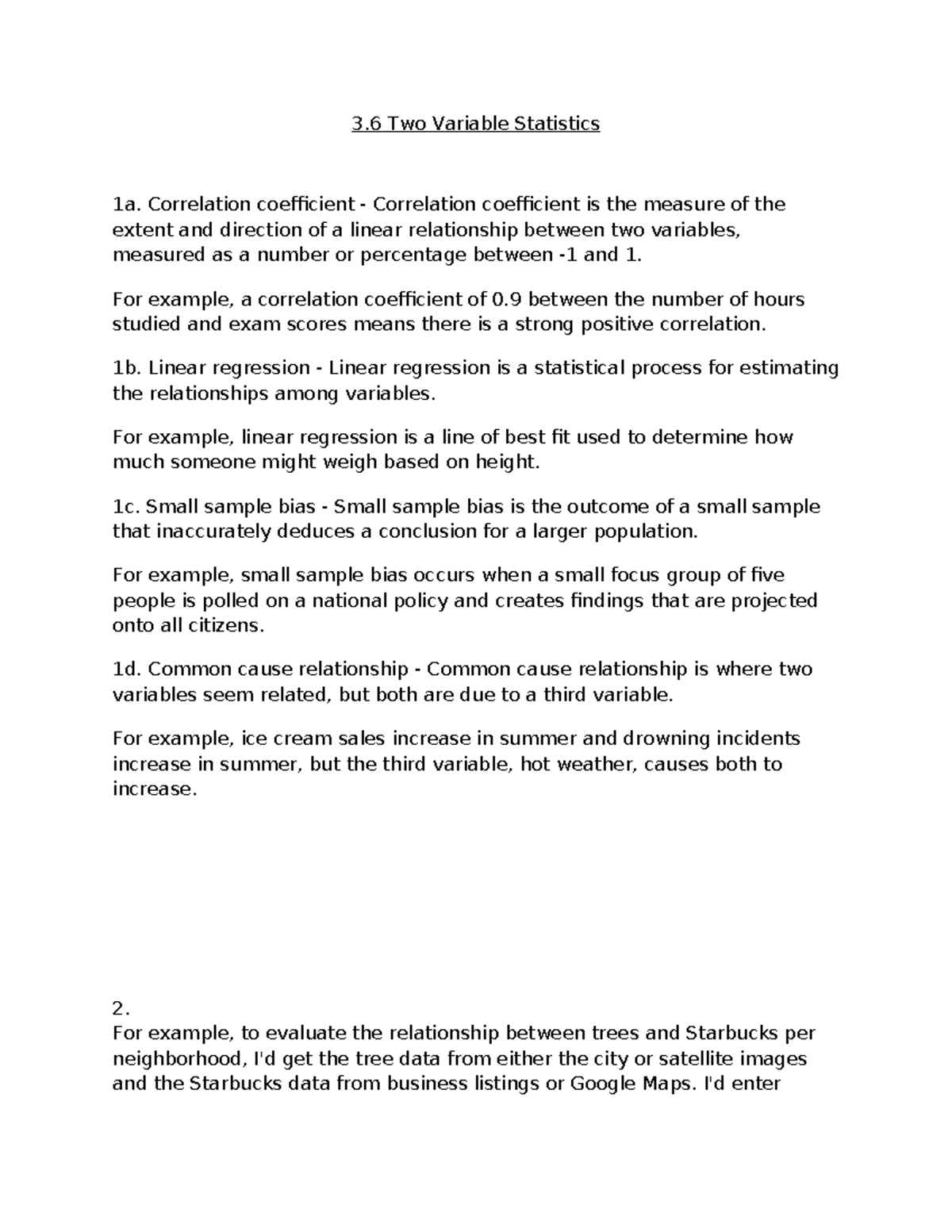 3.6 Two variable statistics assignment: correlation, regression, and bias - Studocu