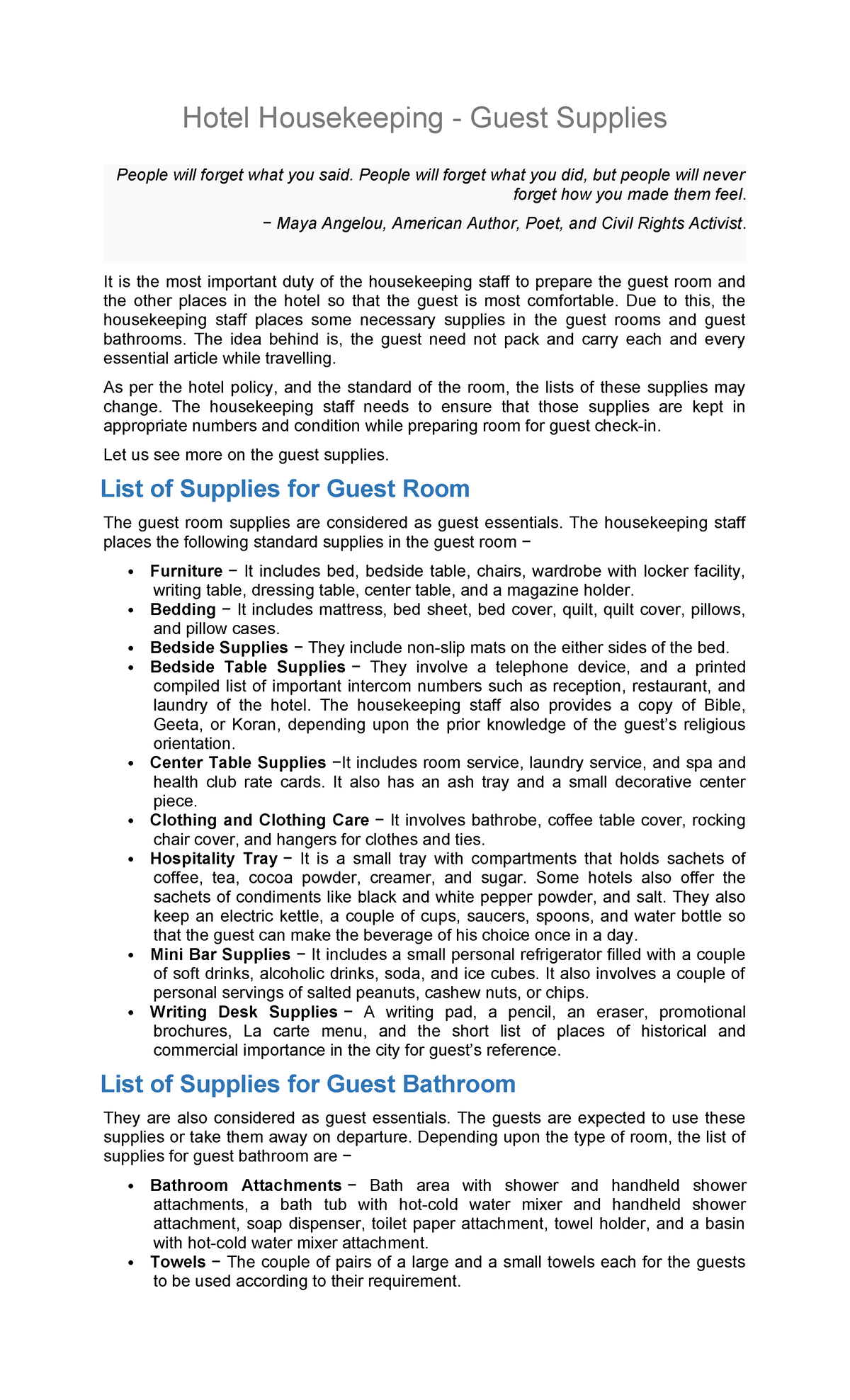 Hotel Housekeeping Essentials: Guest Supplies and SOPs Overview - Studocu
