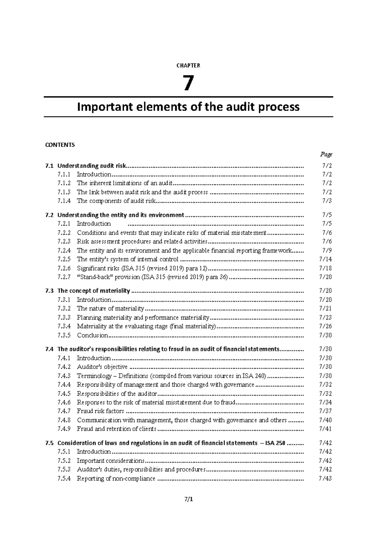Chapter 7: Key Elements in the Audit Process for Students (AUD 101 ...