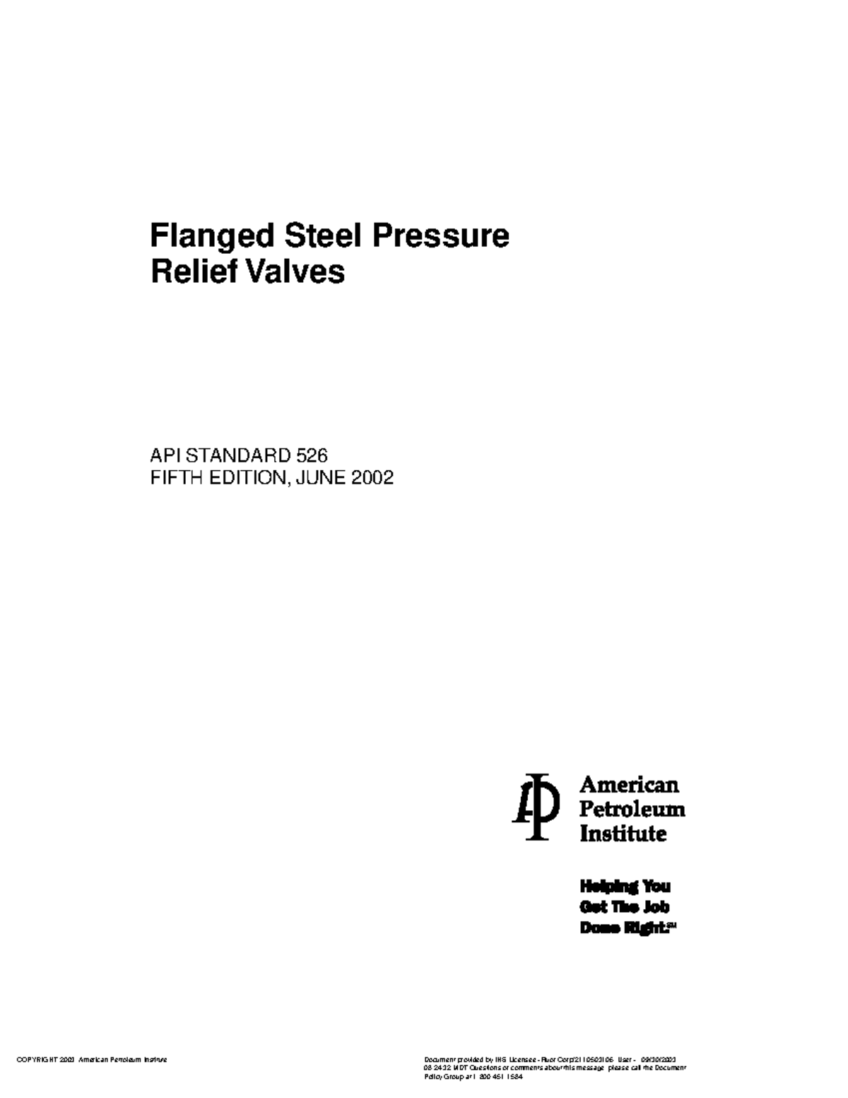 API 526 - Specification for Flanged Steel Pressure Relief Valves - Studocu