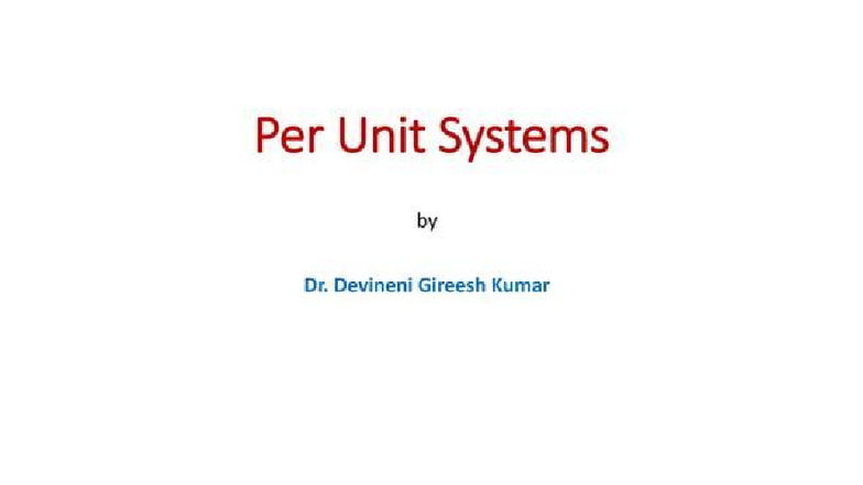 PU Systems: Single Line & Reactance Diagrams in Power Systems - Studocu