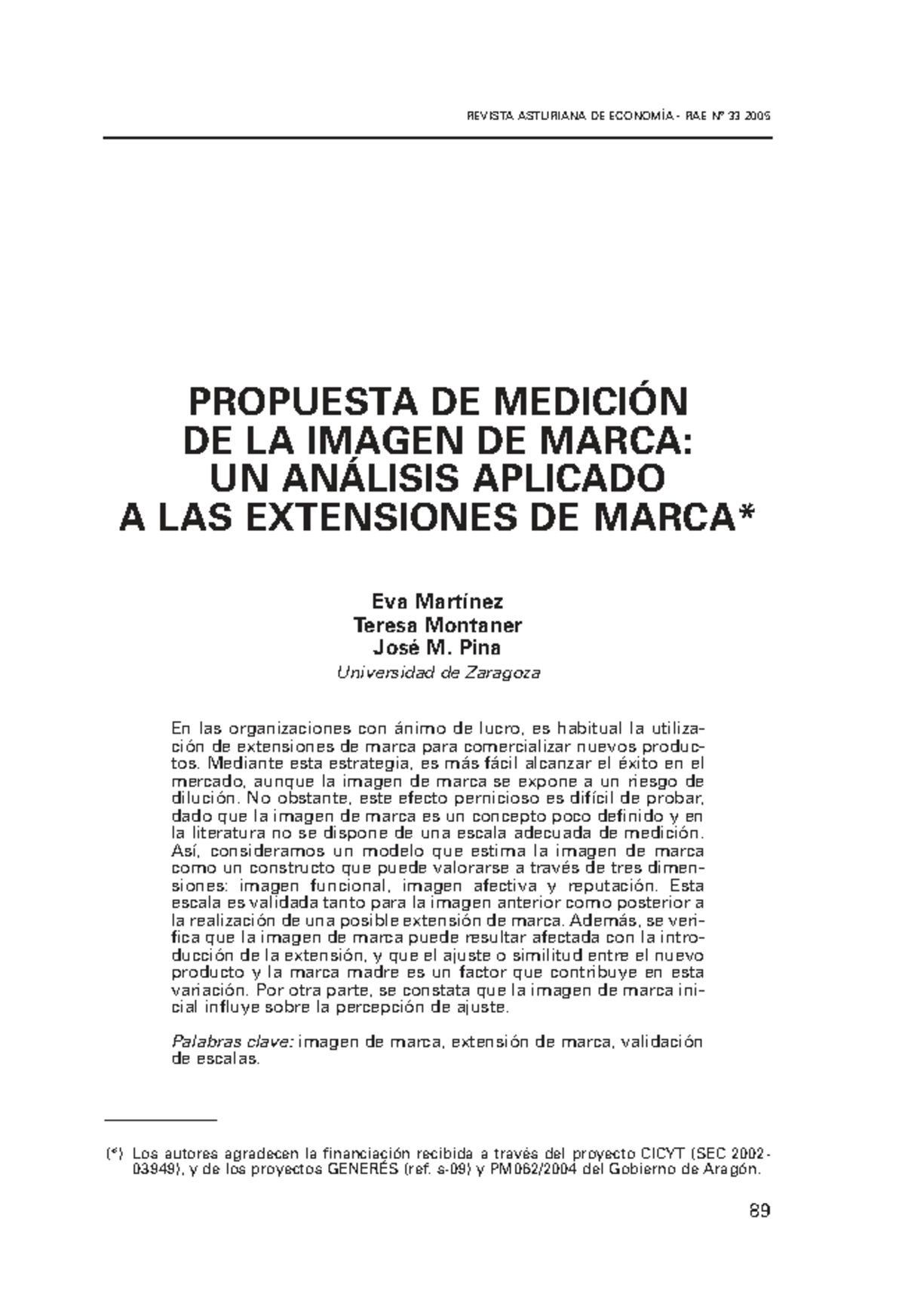 Propuesta de Medición de la Imagen de Marca en Extensiones RAE Nº 33 ...
