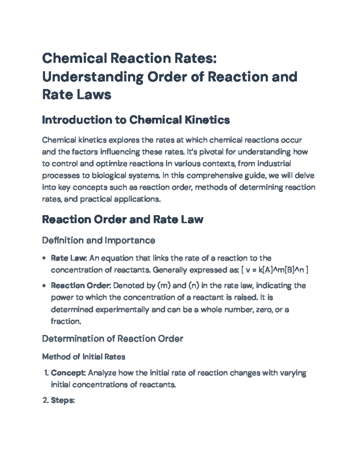 Chemical Kinetics: Order of Reaction & Rate Laws Overview - Chemical ...