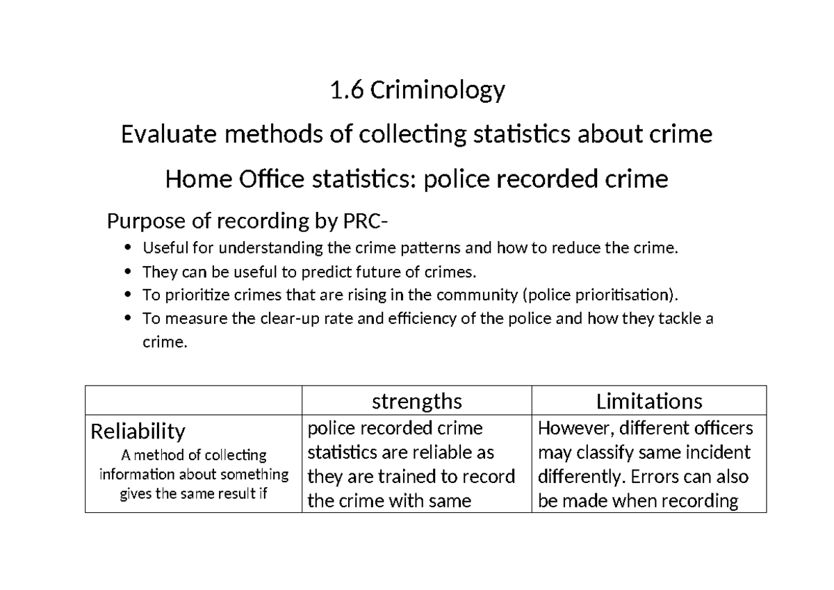 1.6 Criminology - NEA Notes on Crime Statistics Collection Methods ...