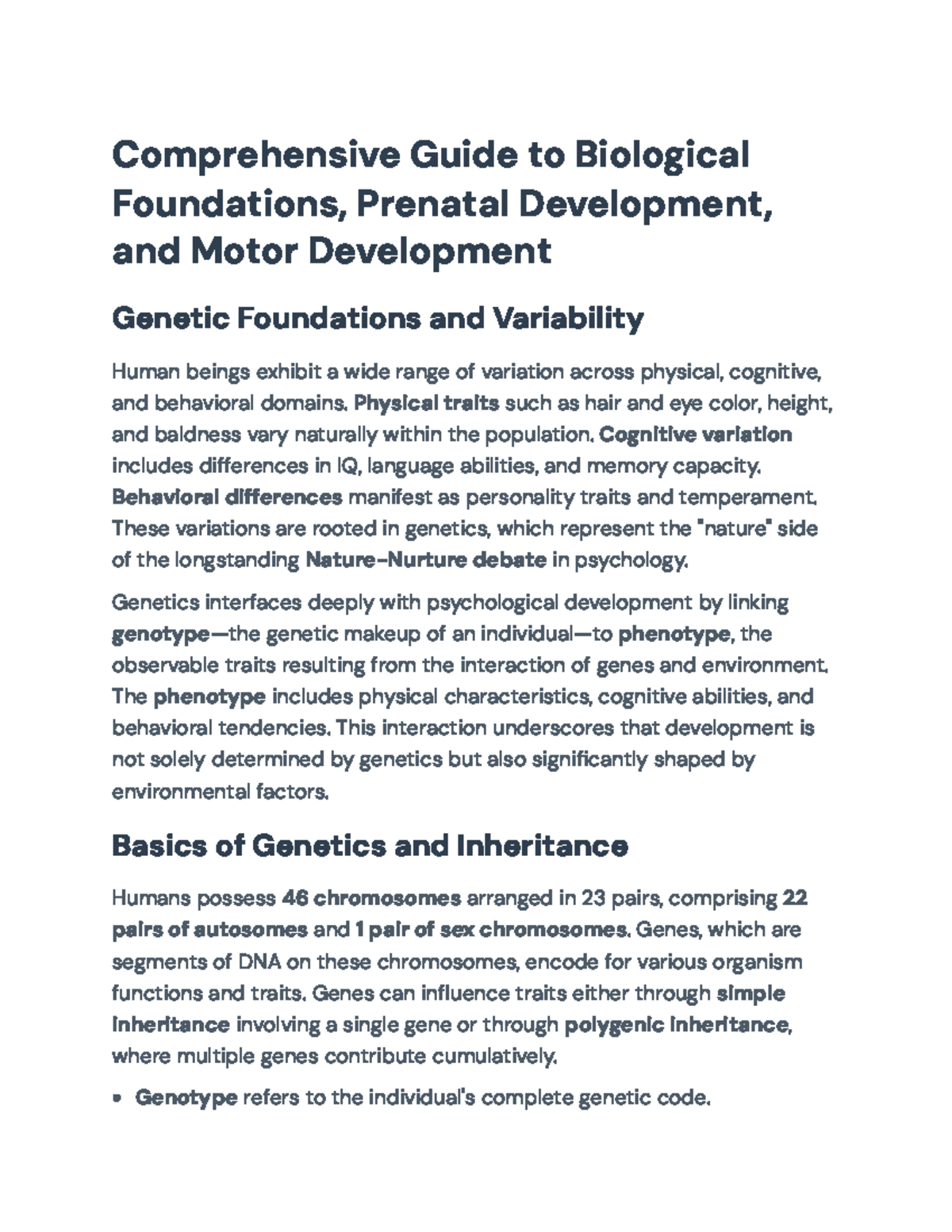 Comprehensive Overview of Biological Foundations & Prenatal Development ...