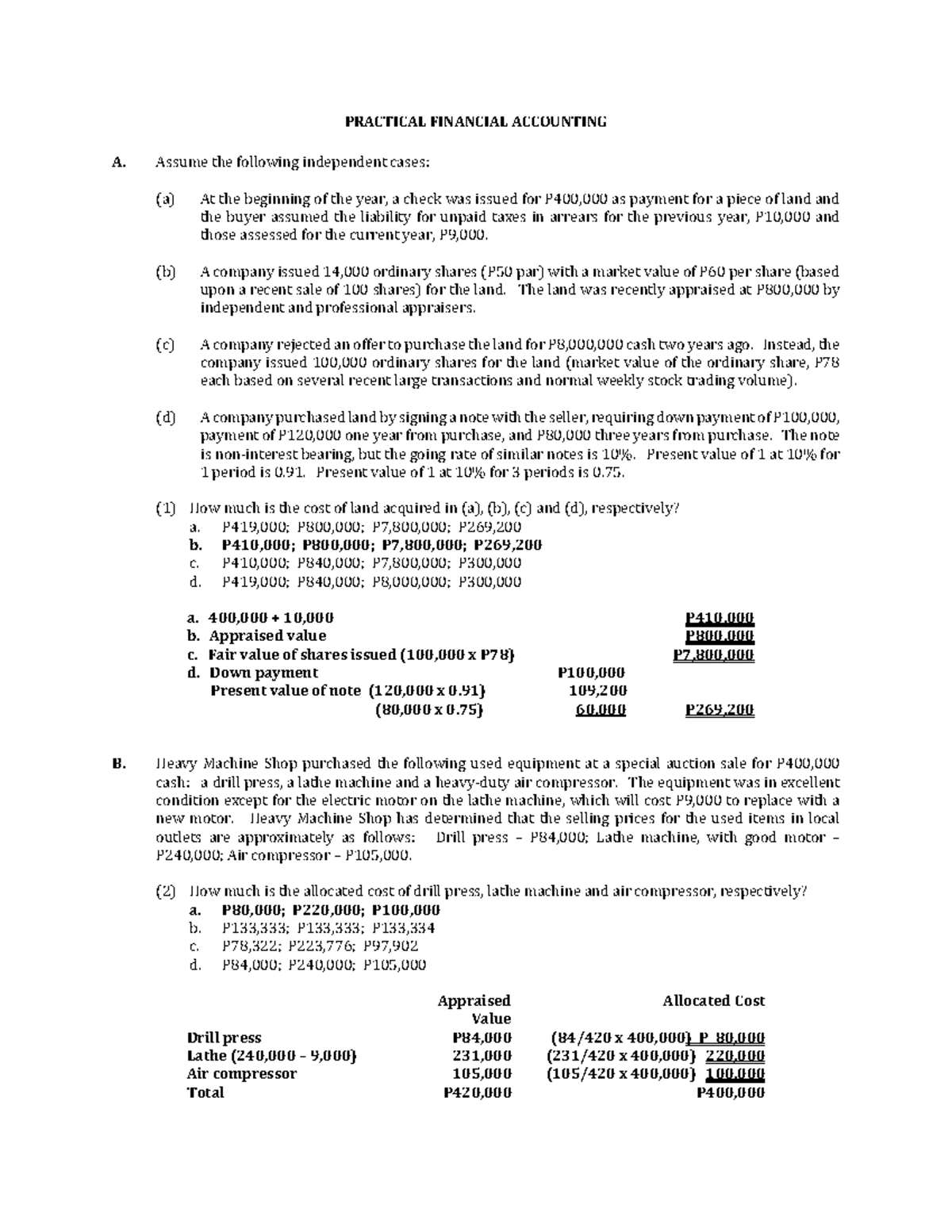 PPE-Problem Set 1 - Answers and Explanations on Cost Accounting - Studocu