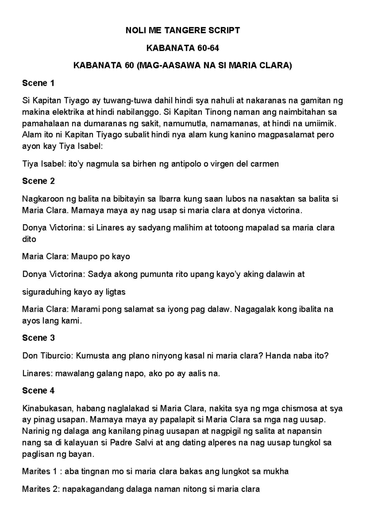 Noli Me Tangere Script Highlights: Kabanata 60-64 Analysis - Studocu