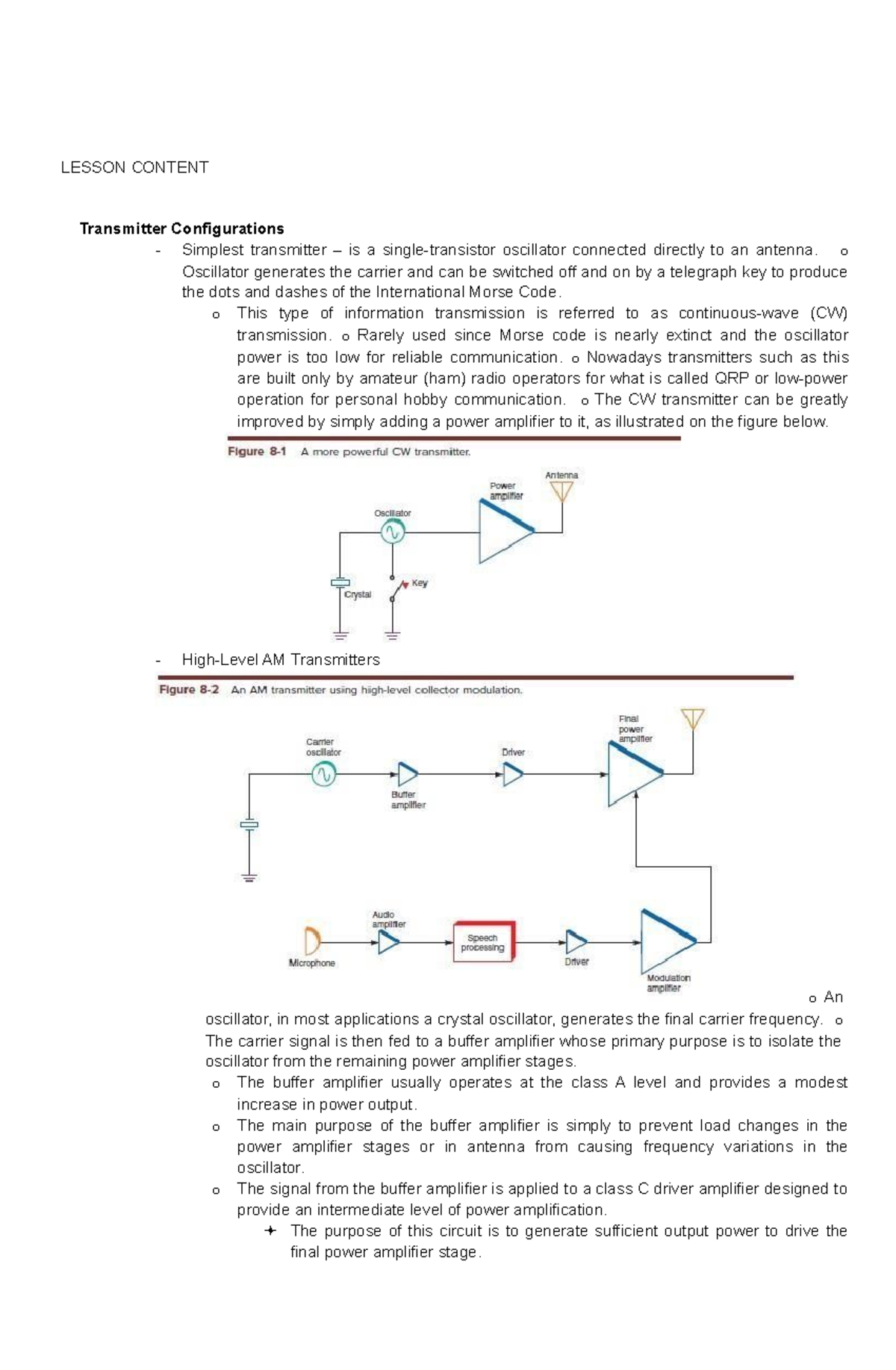Communication Principles - 7 - LESSON CONTENT Transmitter ...