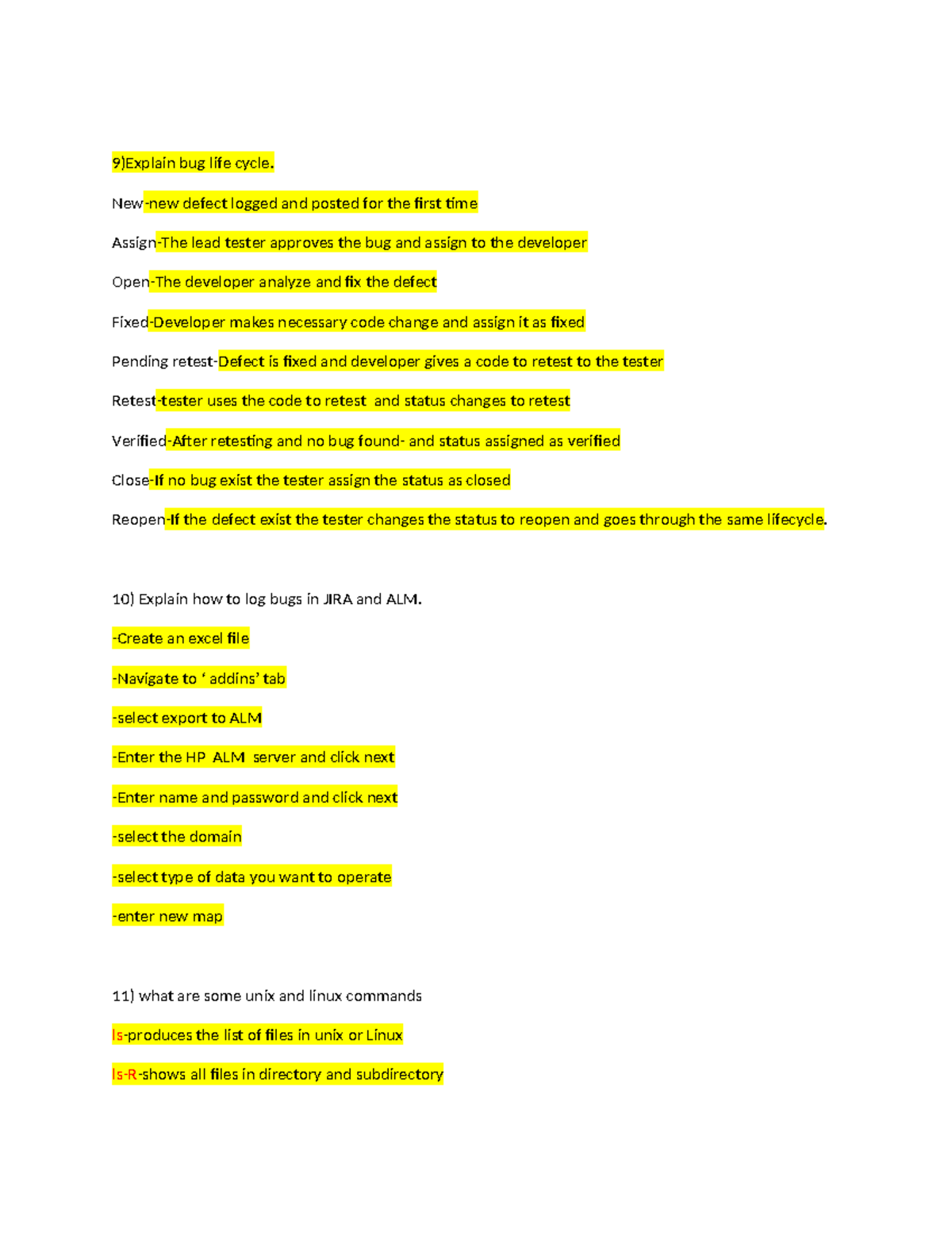 SW-Testing Questions & Answers: Bug Life Cycle, JIRA, Java, API & More ...