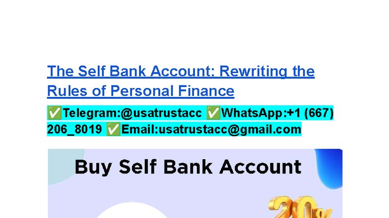 Self Bank Account Strategies: A Guide to Personal Finance (667) 206 ...