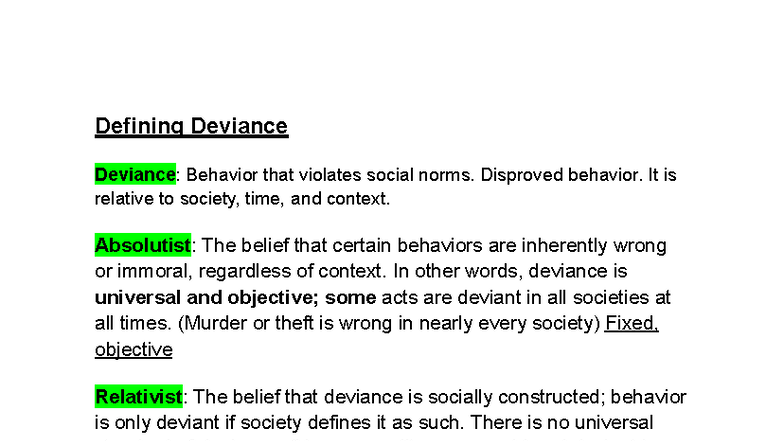 Sociology 101: Chapter 8 - Understanding Deviance & Social Control ...