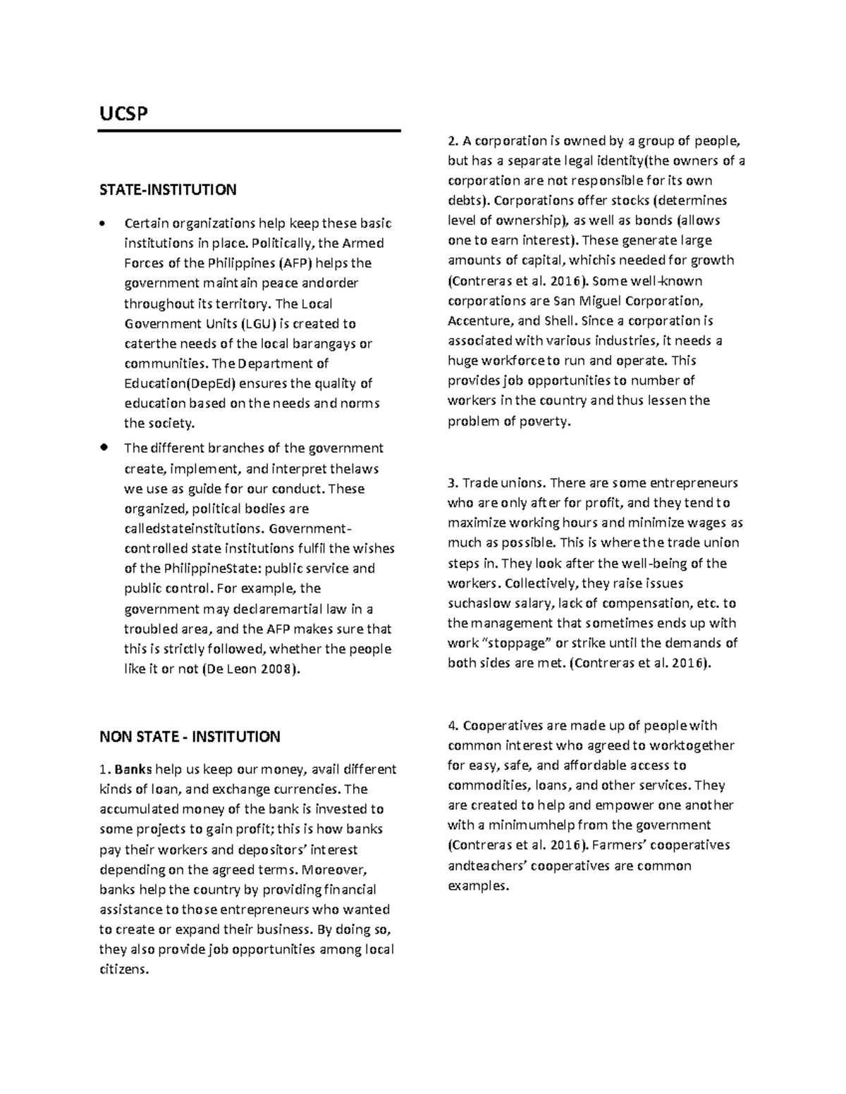 UCSP - 2ND Quarter State and Non-State Institutions Review - Studocu
