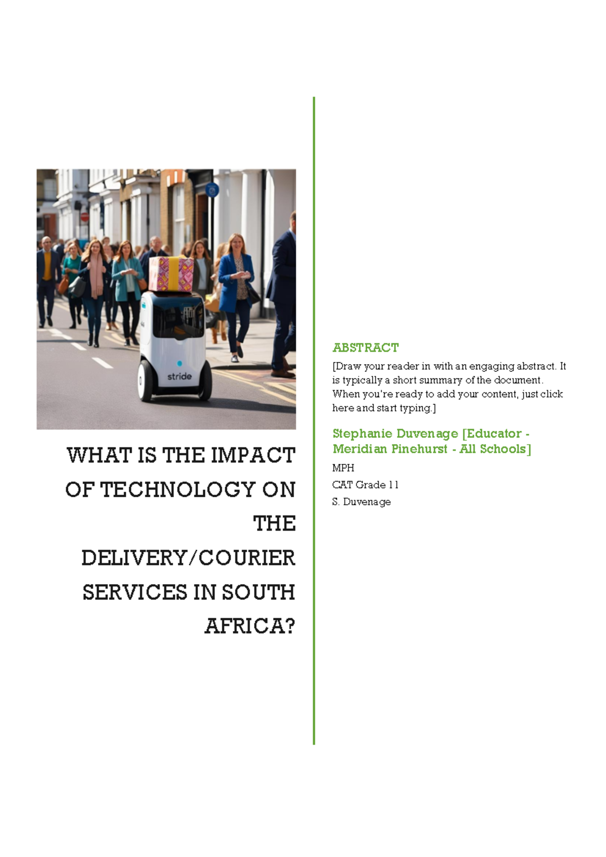 Improving Courier Services in South Africa: A Tech Impact Study (MPH ...