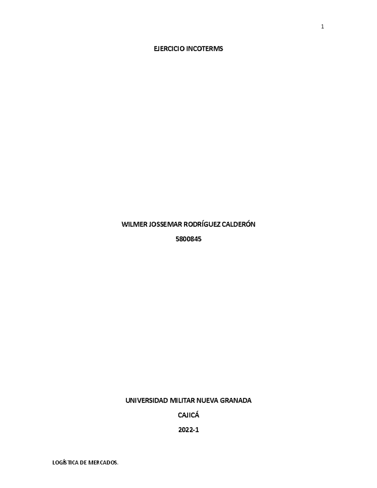 Ejercicio Incoterms - FFGDF - EJERCICIO INCOTERMS WILMER JOSSEMAR ...