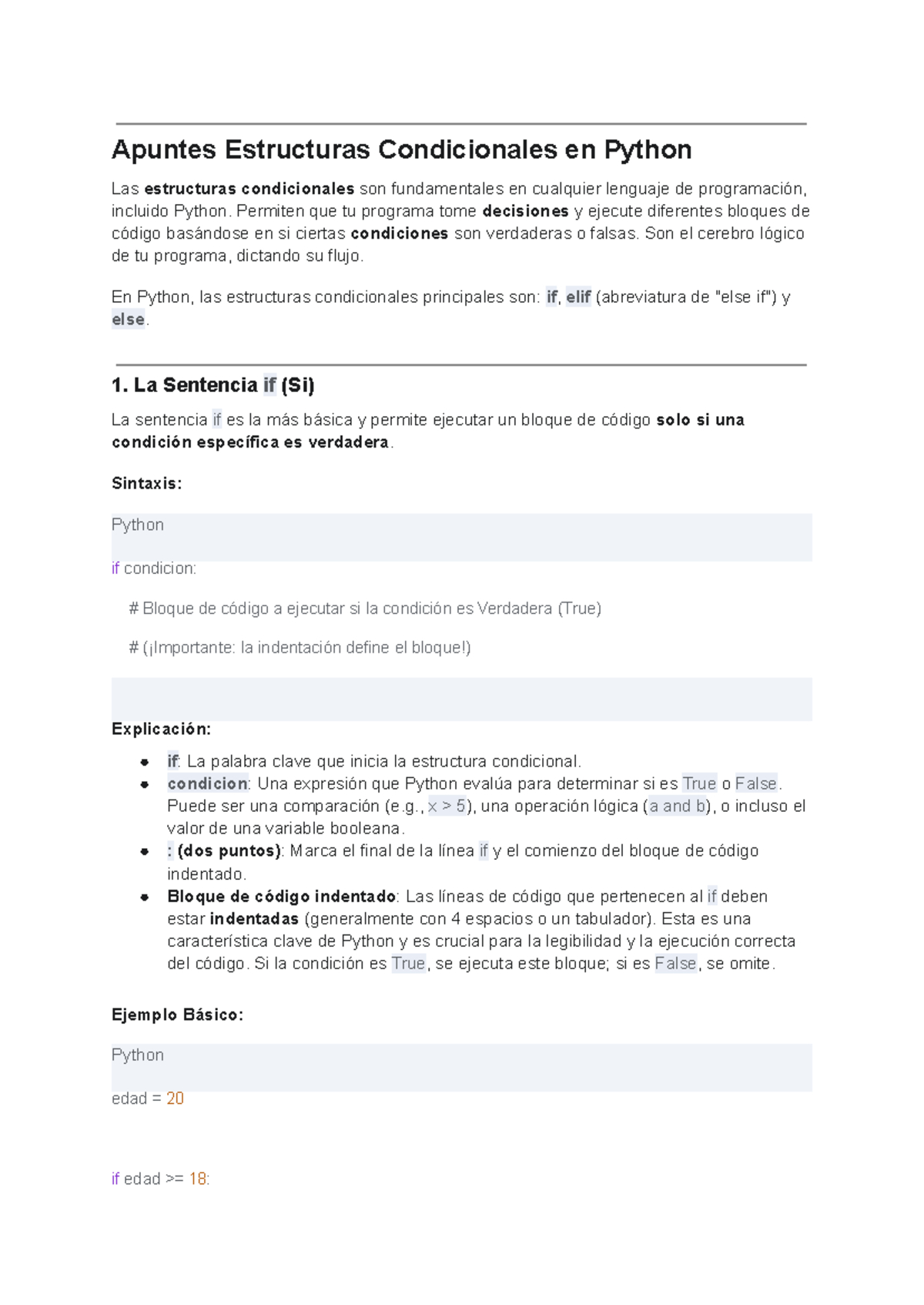 Estructuras Condicionales en Python: Guía Completa y Ejemplos - Studocu