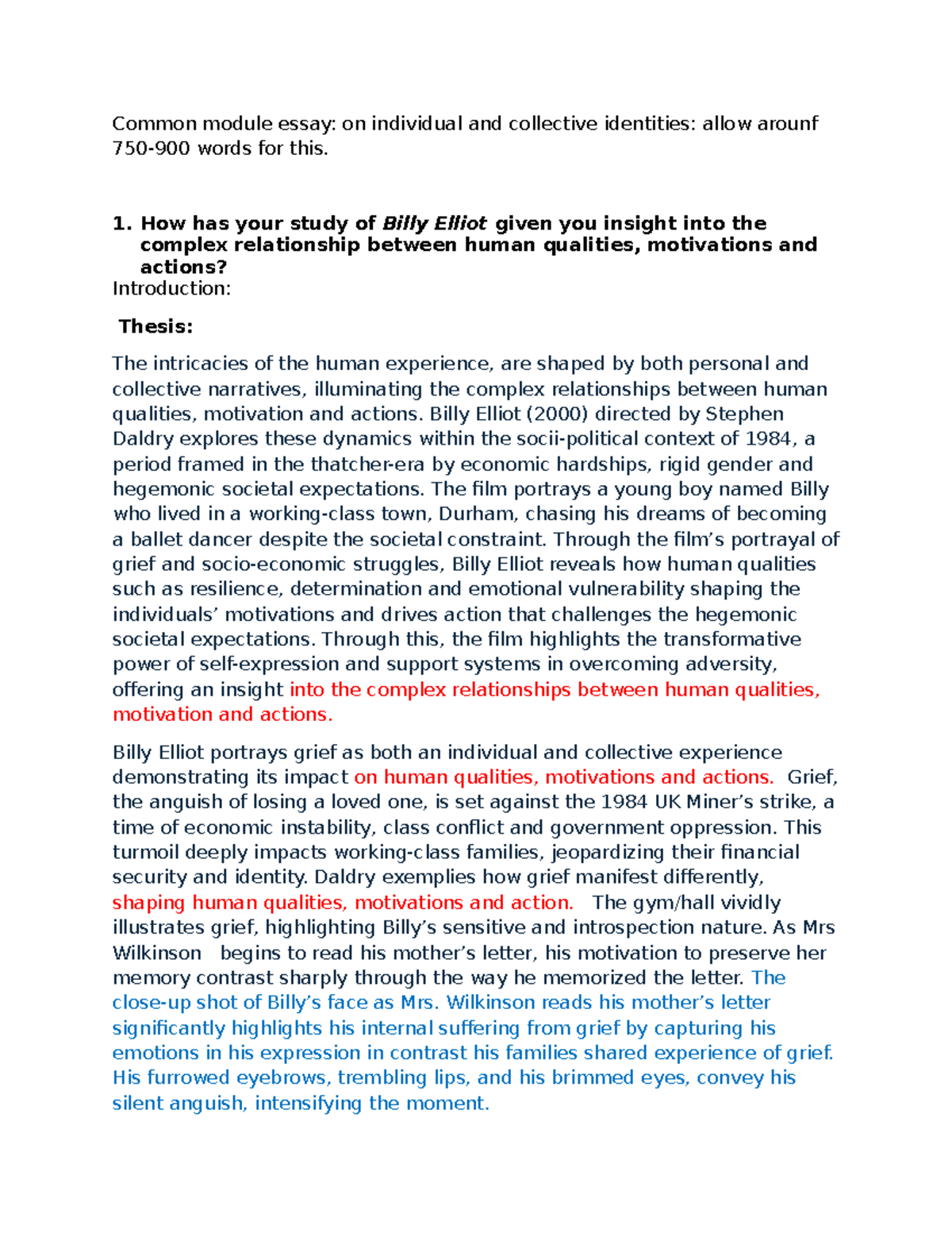 Common Module Essay: Exploring Identities in Billy Elliot and Beyond ...