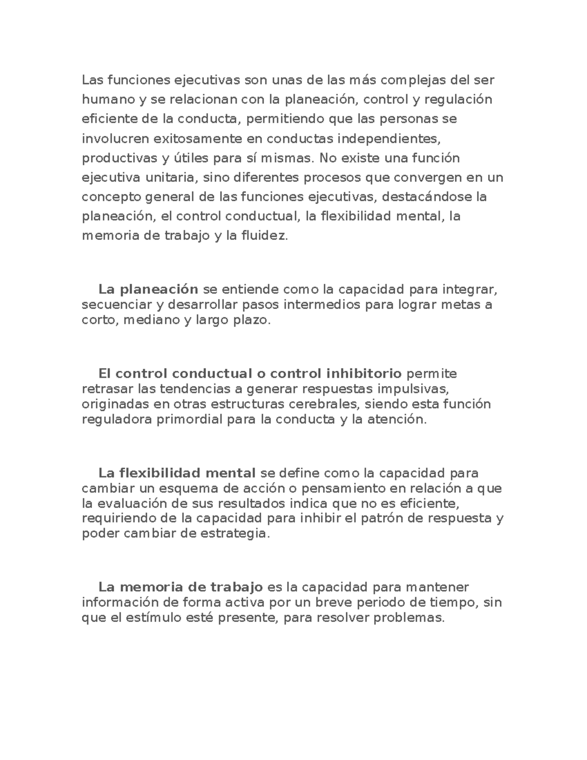 Funciones Ejecutivas: Planeación, Control y Flexibilidad en Educación ...