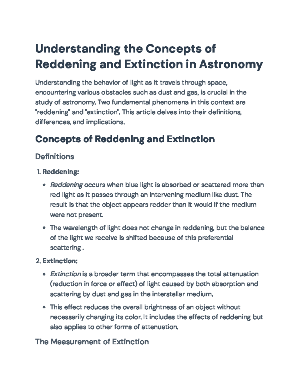 Understanding Reddening and Extinction in Astronomy - Understanding the ...