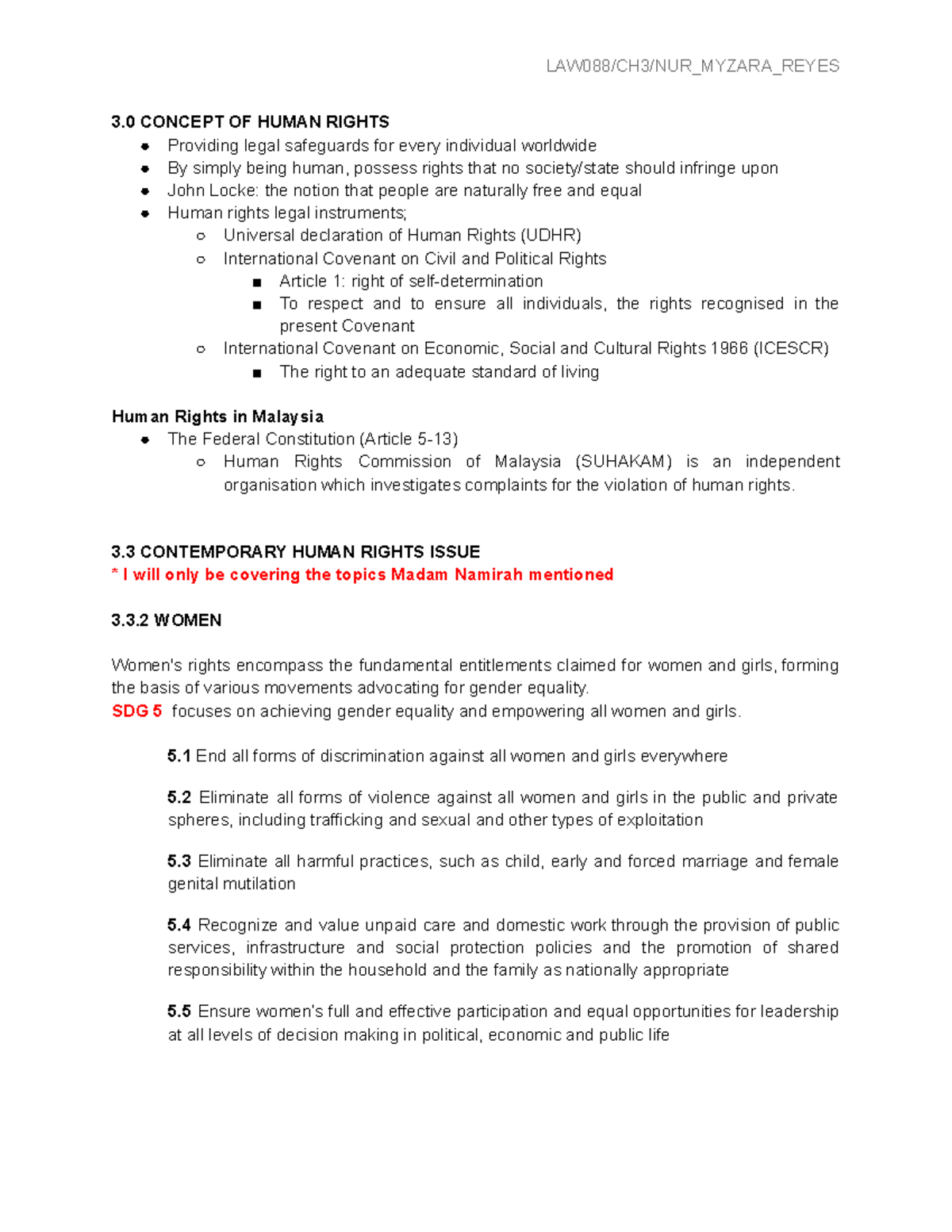LAW088 CH3 - Human Rights: Safeguards, Issues, and Solutions - Studocu