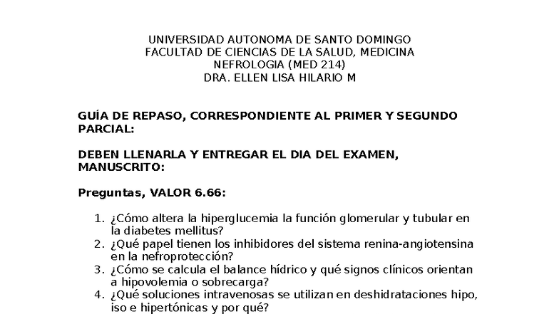 Guía de Repaso Nefrología (MED 214) Primer y Segundo Parcial 2025-20 ...
