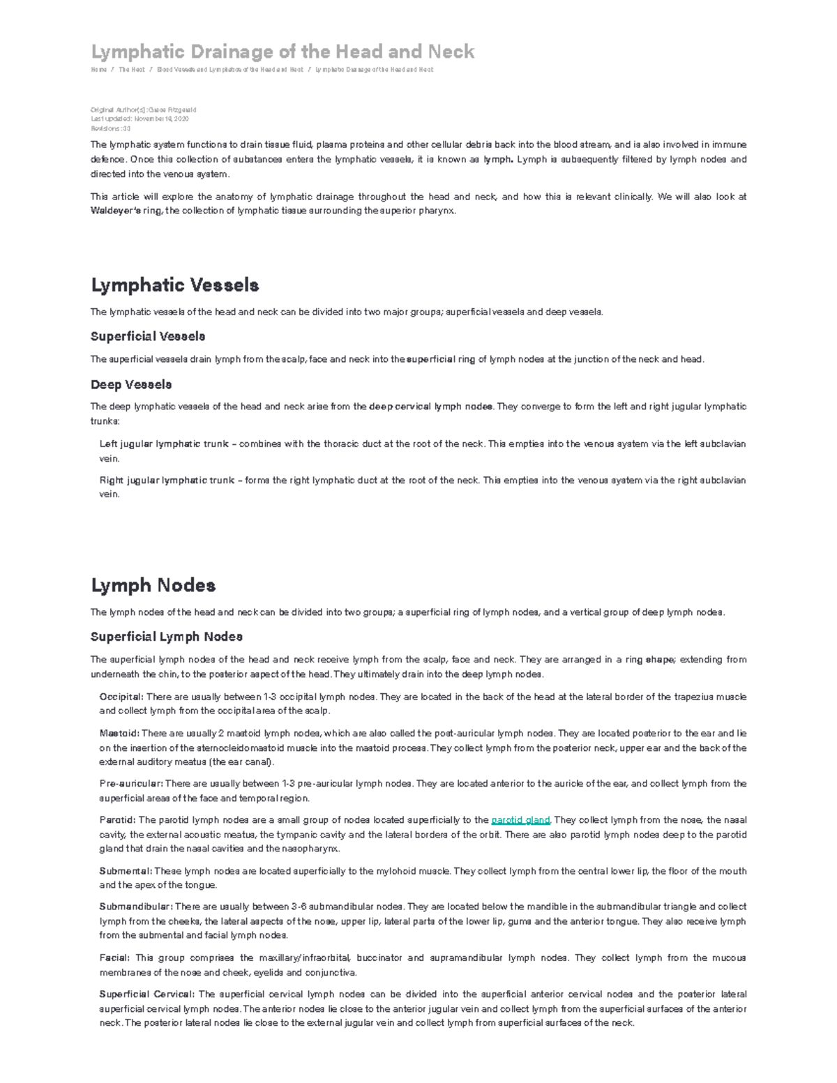 Lymphatic Drainage of Head & Neck - Anatomy Overview Notes - Studocu