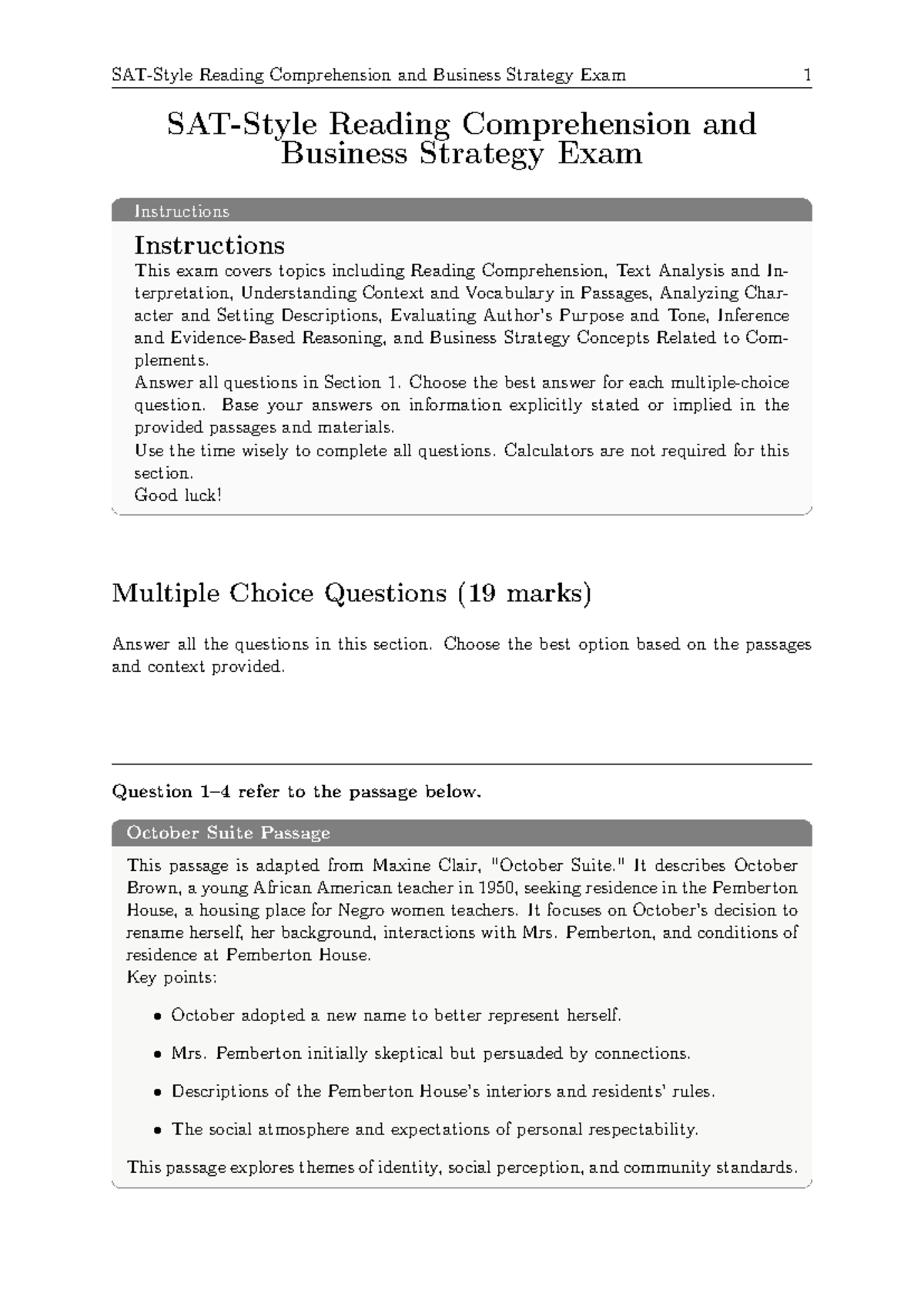 10 14 20 PSAT - SAT-Style Reading Comprehension and Business Strategy ...