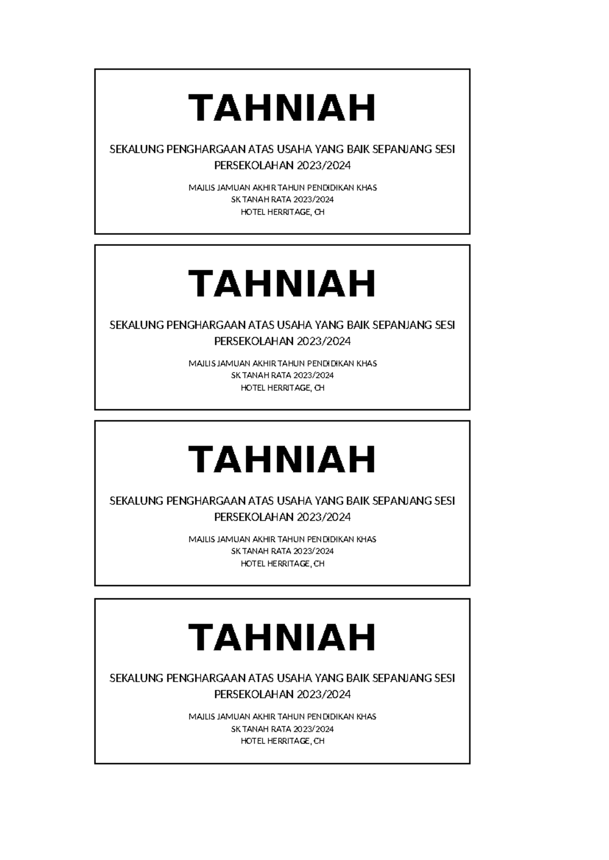 Hamper - NAME TAG - TAHNIAH SEKALUNG PENGHARGAAN ATAS USAHA YANG BAIK ...