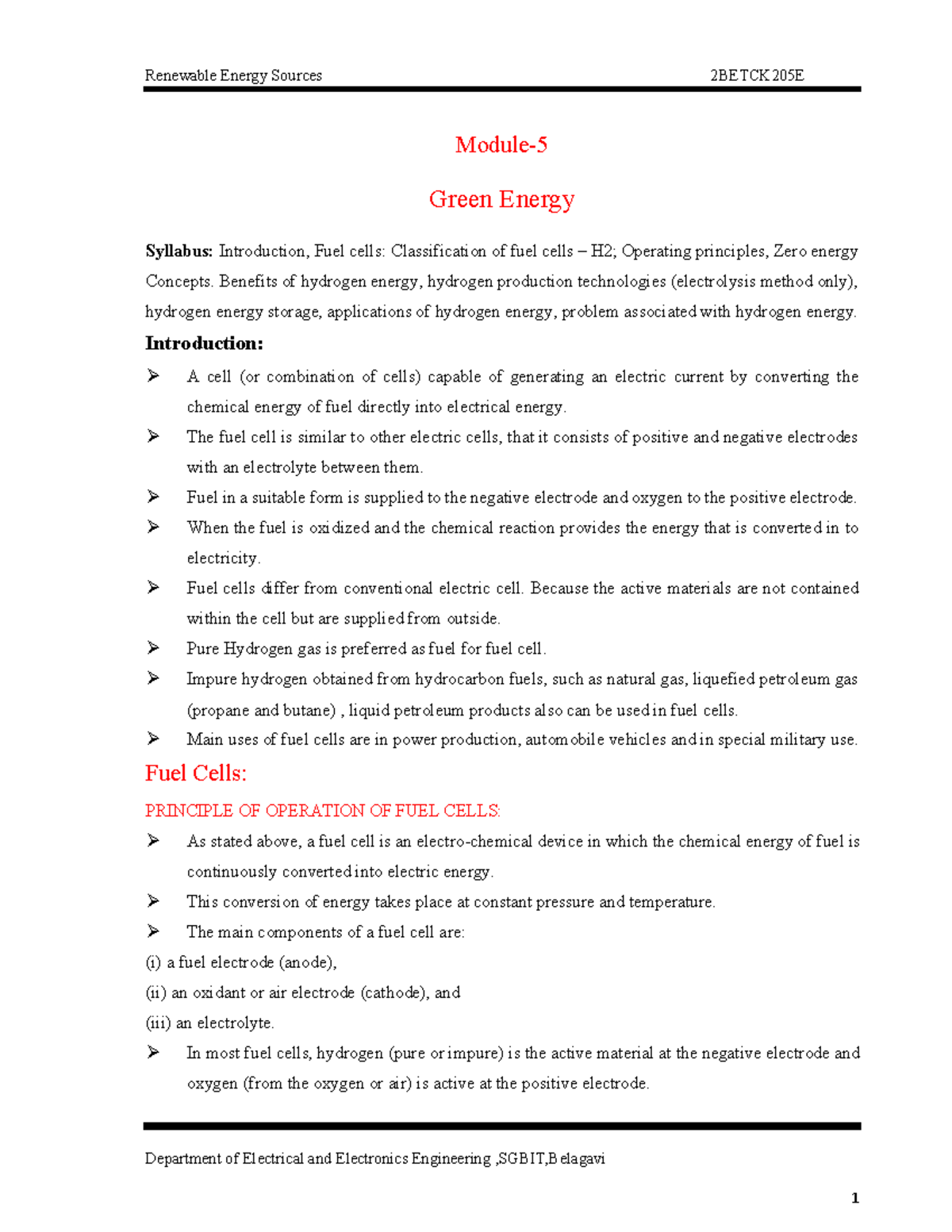 EE-Module 5: Comprehensive Overview of Green Energy and Fuel Cells ...
