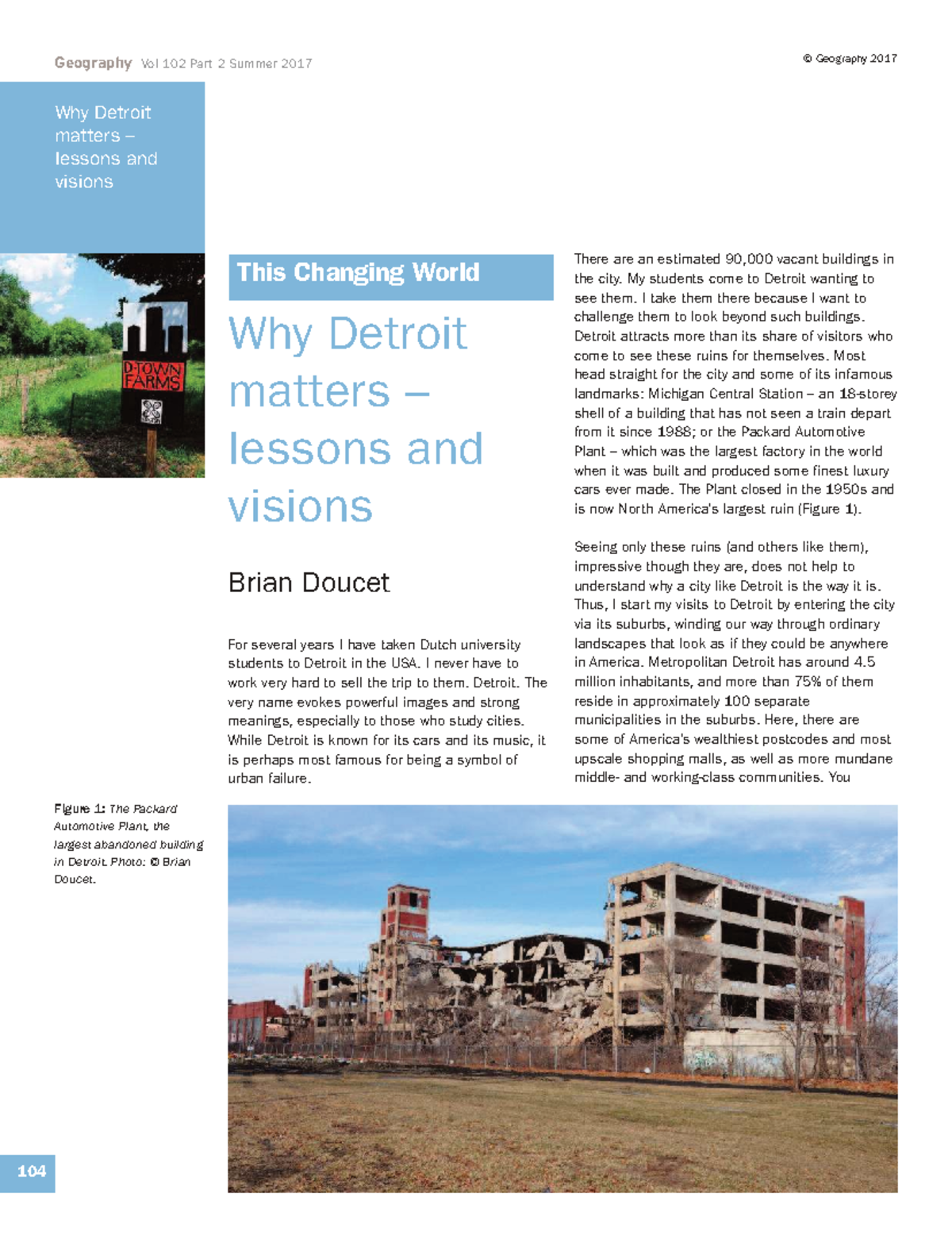 Geography 2017: Why Detroit Matters - Lessons from Urban Change - Studocu