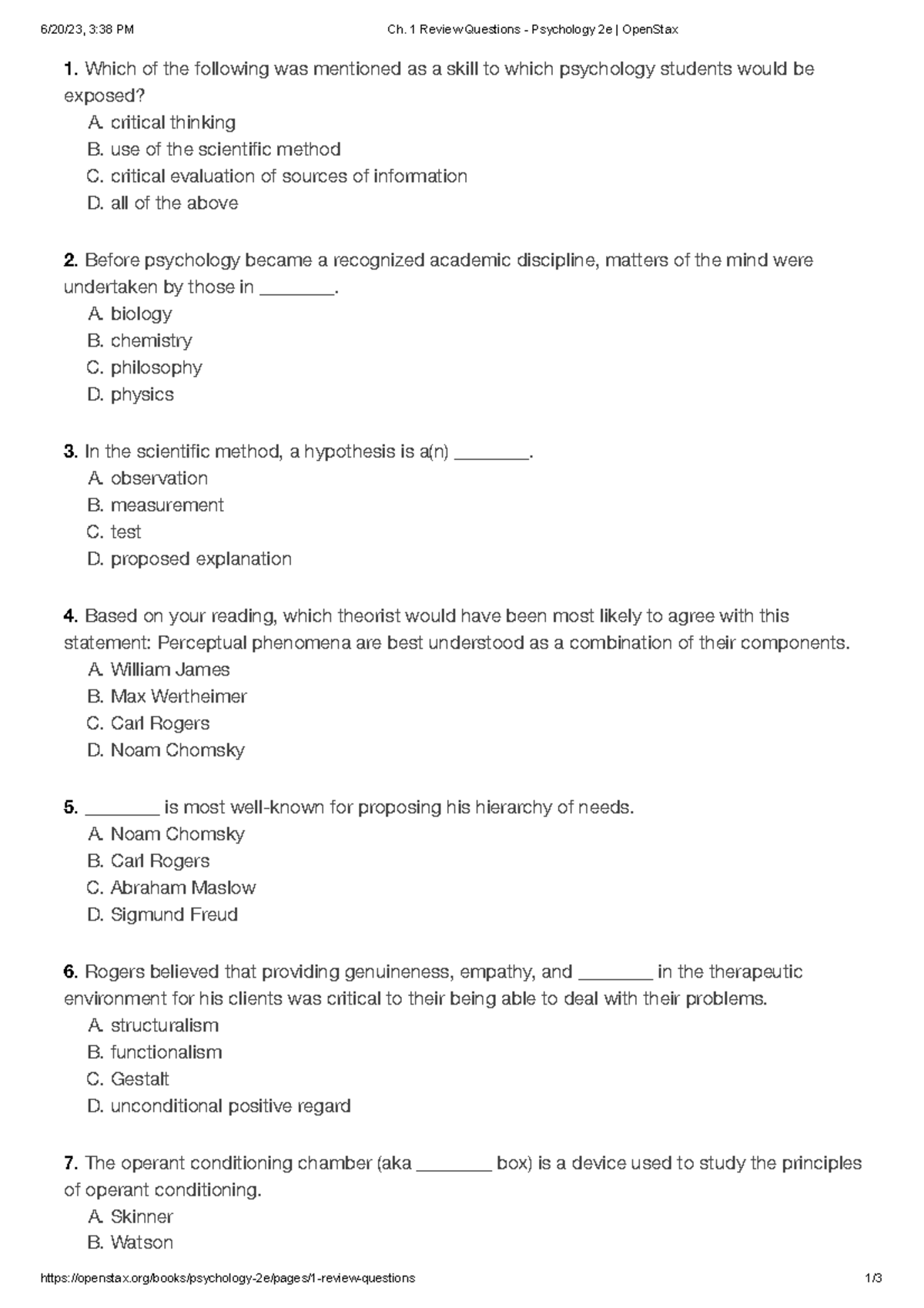 Ch. 1 Review Questions - PSY 2e OpenStax Study Guide - Studocu