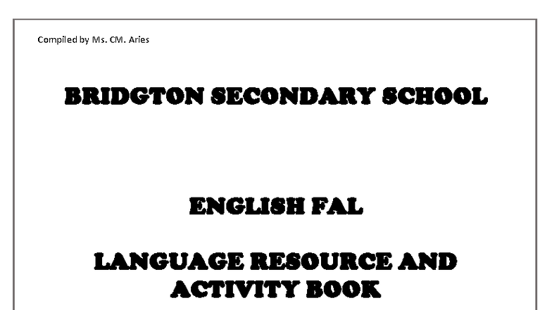 GR 11 Language Activity Booklet: Comprehension, Summary & Voice - Studocu