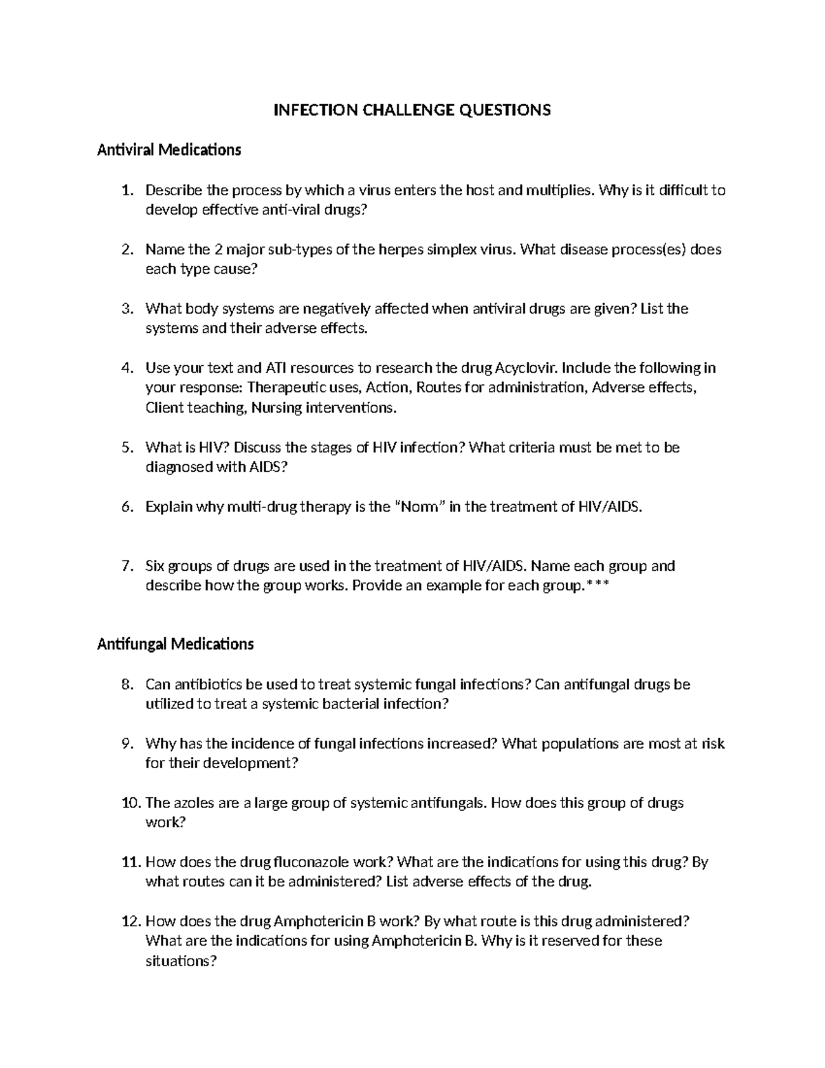 Infection Challenge Questions: Understanding Antiviral & Antifungal ...
