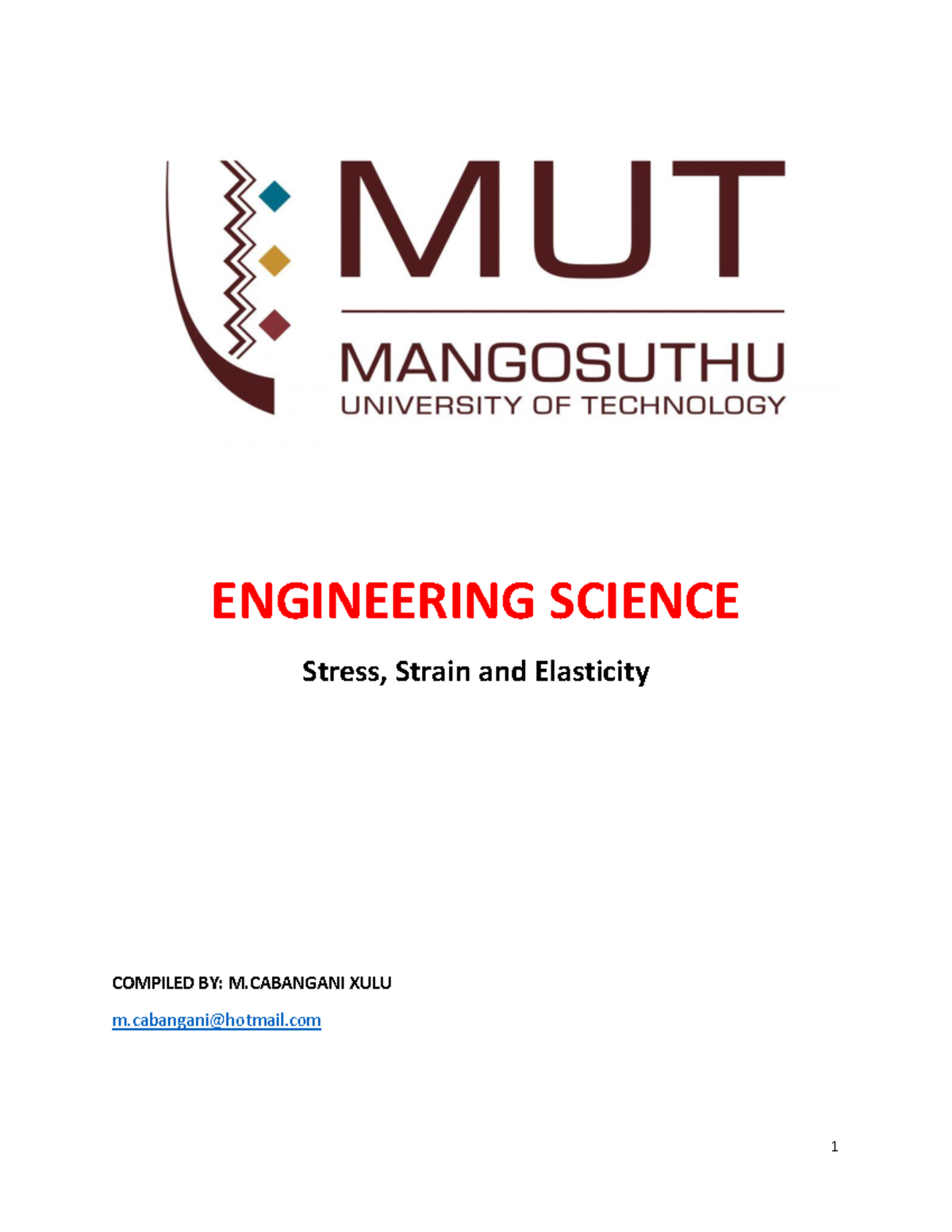 Eng.Science(stress,strain& ela) - ENGINEERING SCIENCE Stress, Strain ...