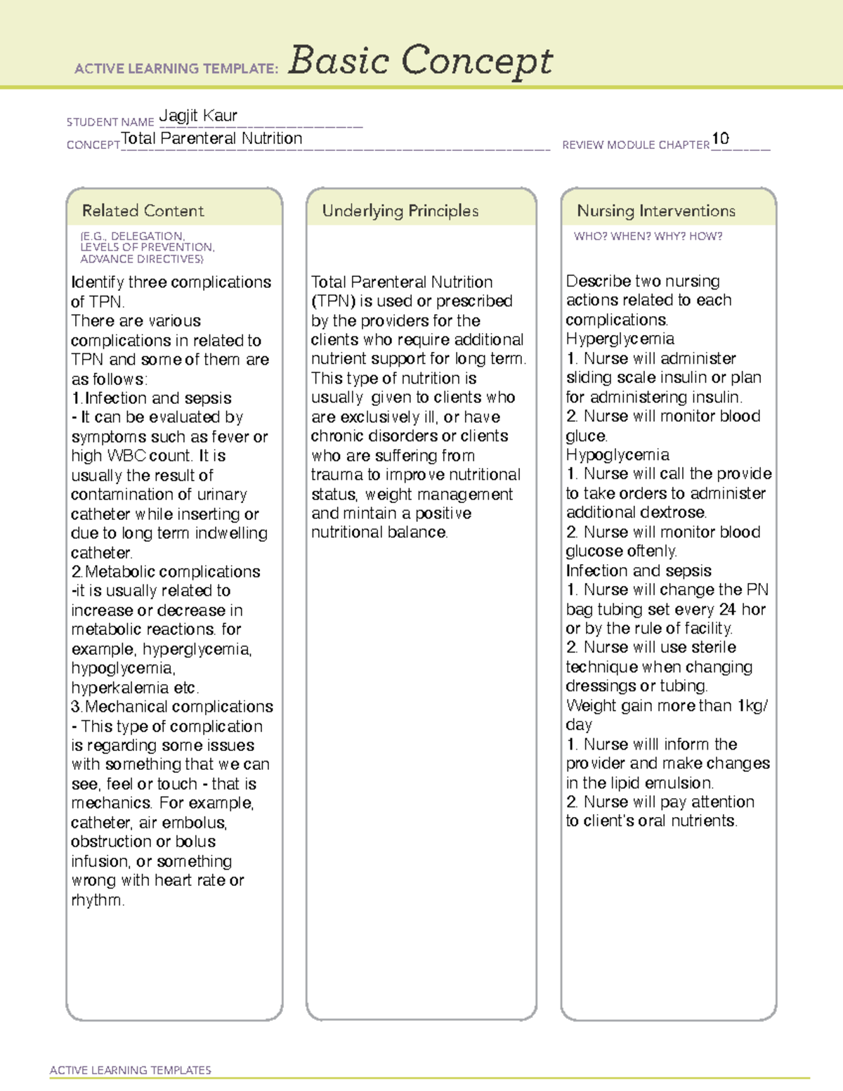 Nursing Interventions for Total Parenteral Nutrition (TPN ...