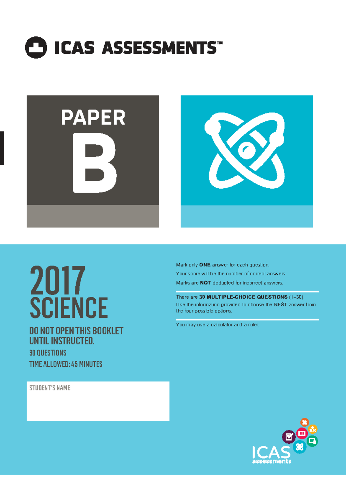 ICAS 2017 Science Paper B - Year 4 Assessment Questions - Studocu