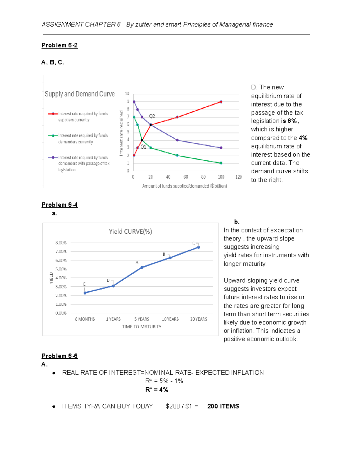 Assignment Chapter 6 - Problem 6- A, B, C. D. The new equilibrium rate of interest due to the ...