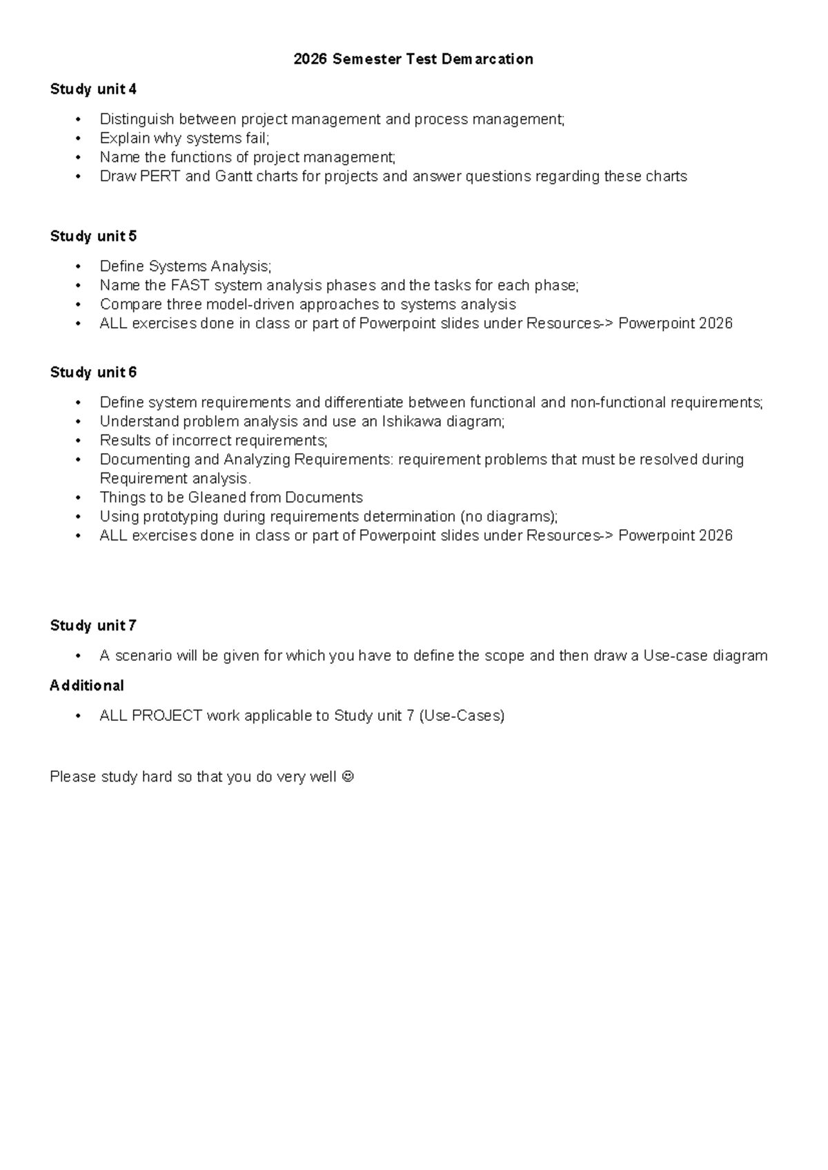CMPG213 Semester Test Demarcation 2026: Project Management & Systems ...