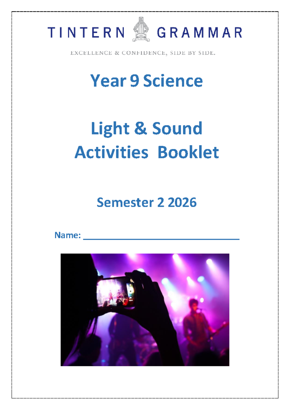 00-9 Science Light and Sound Activities Booklet - Semester 2 2026 - Studocu