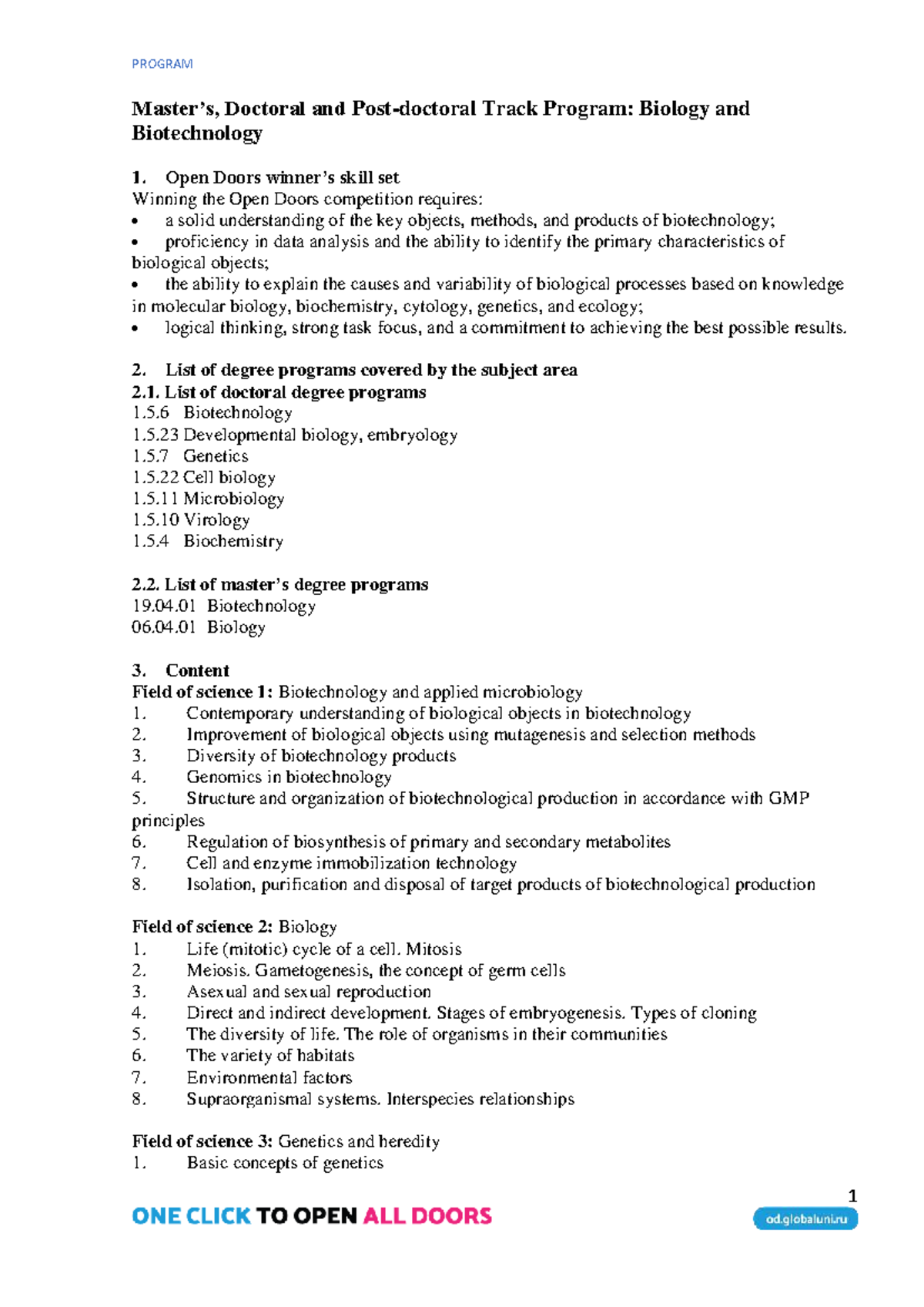 Doctoral Program in Biology & Biotechnology: Key Skills & Courses - Studocu