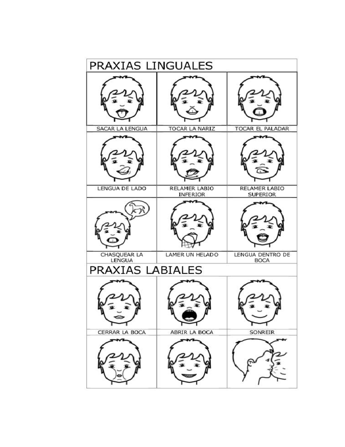 PRAXIAS LINGUALES Y LABIALES: Ejercicios de Lenguaje GRA 2 - Studocu