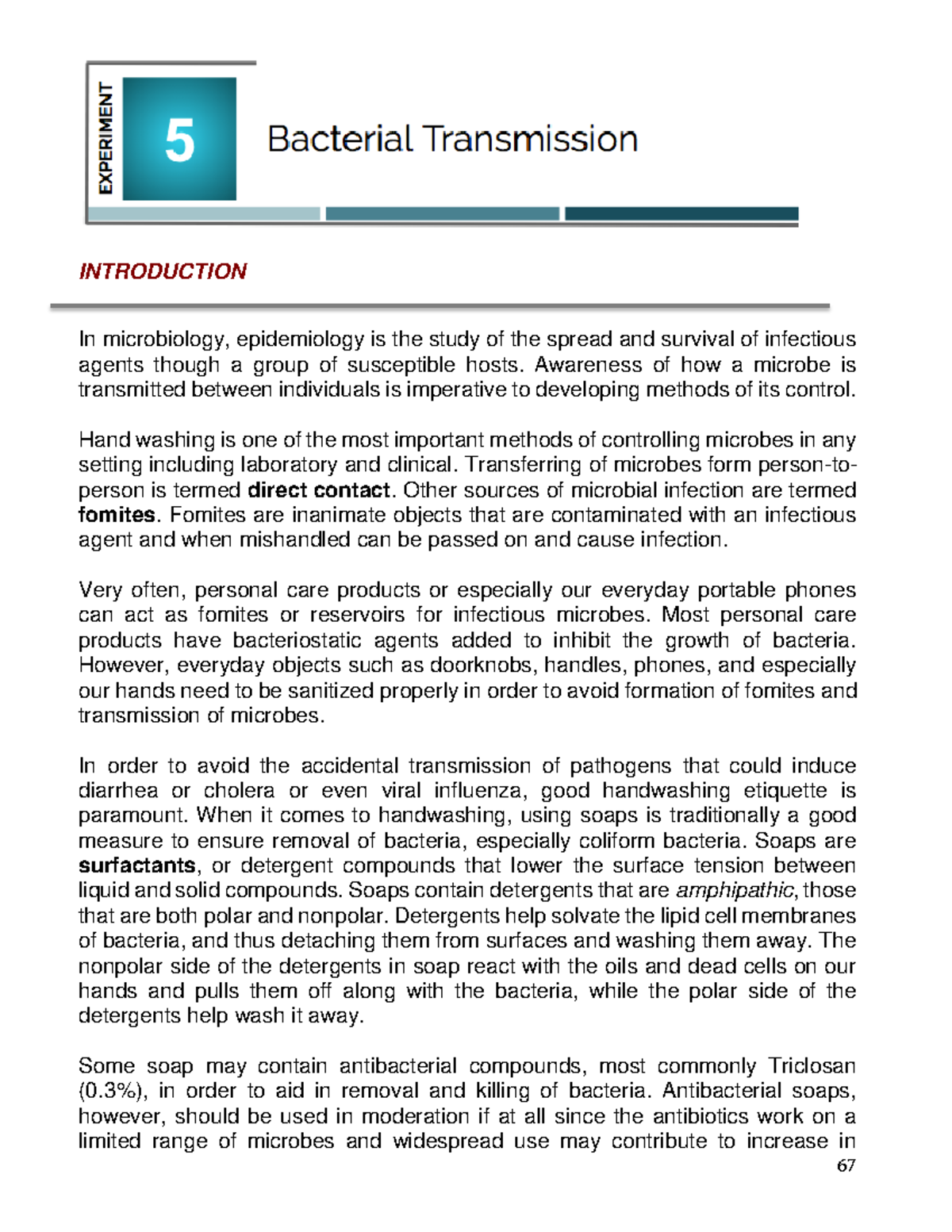 Bacterial-Transmission - INTRODUCTION In microbiology, epidemiology is ...
