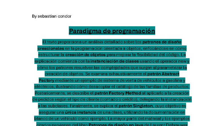 Paradigma de Programación: Resumen de Patrones de Diseño - Studocu