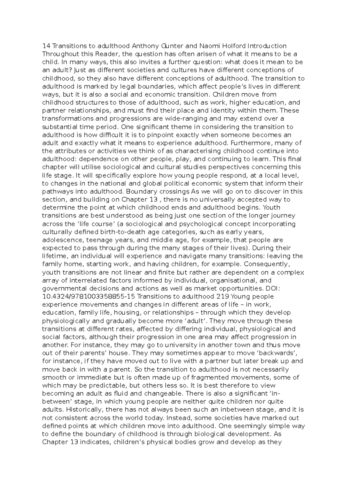 Transitions to Adulthood: A Comprehensive Overview of Youth Development ...