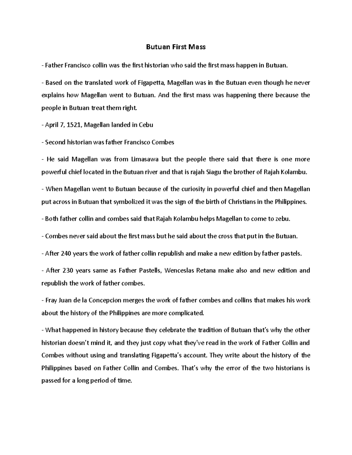 Butuan vs Limasawa: Historical Debate on the First Mass - Studocu